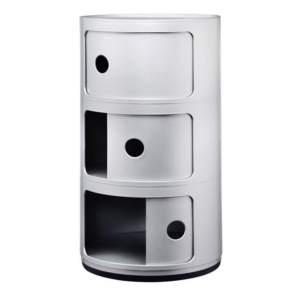 Kartell Componibili storage unit, 3 modules, silver | Finnish Design Shop