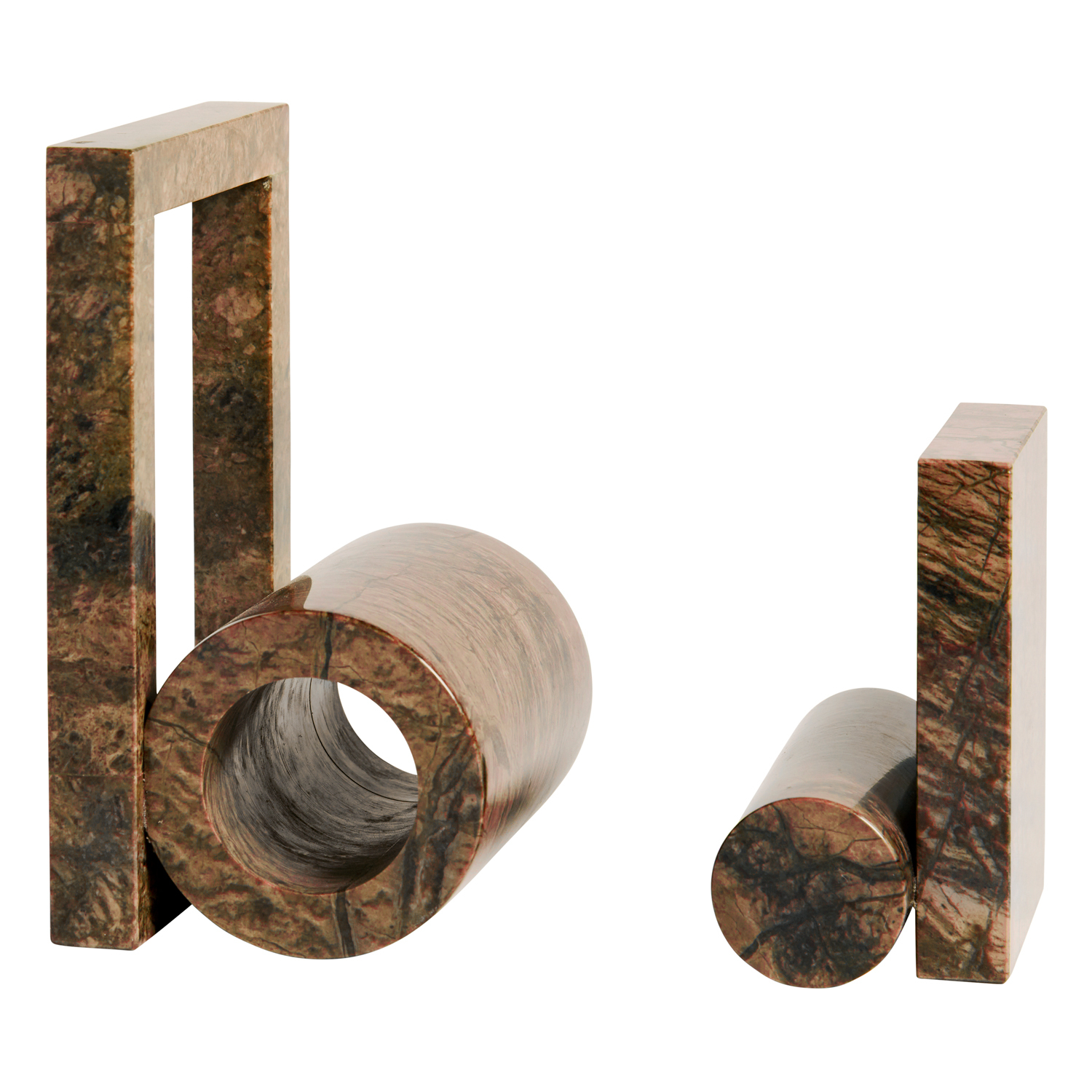 Woud Booknd bookend, 2 pcs, brown marble | Finnish Design Shop