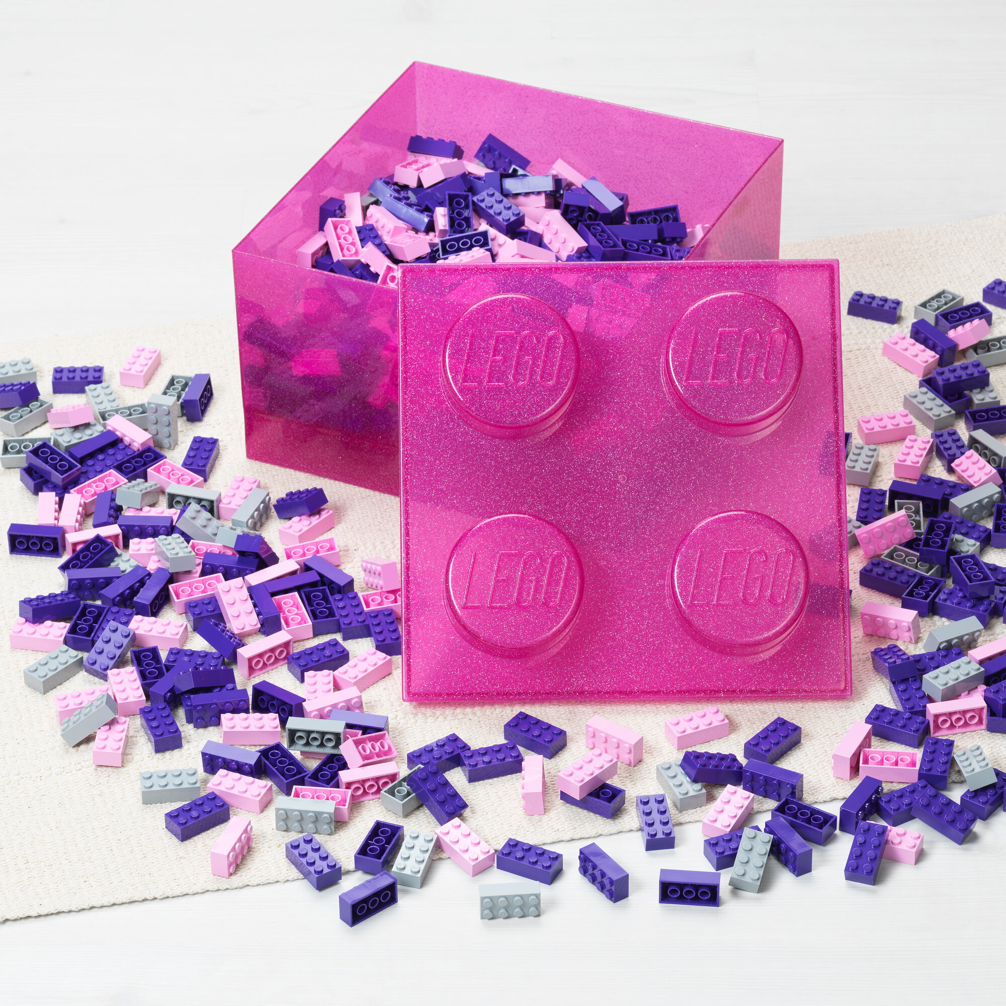 Room Copenhagen Lego Storage Brick 4 Top Lid, glitter medium violet ...