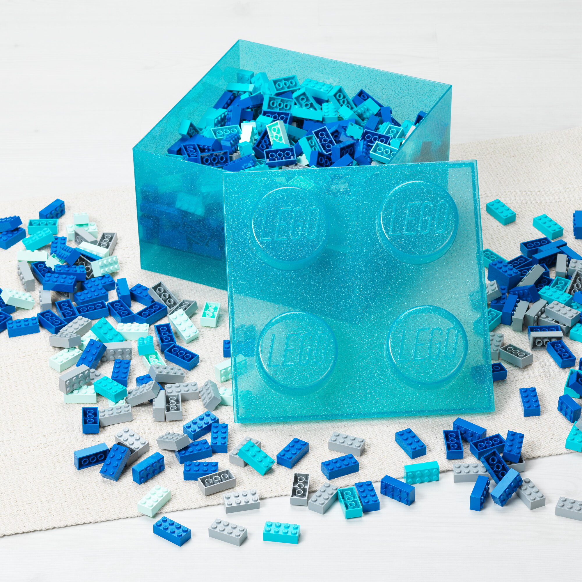 Room Copenhagen Lego Storage Brick 4 Top Lid, glitter light blue ...