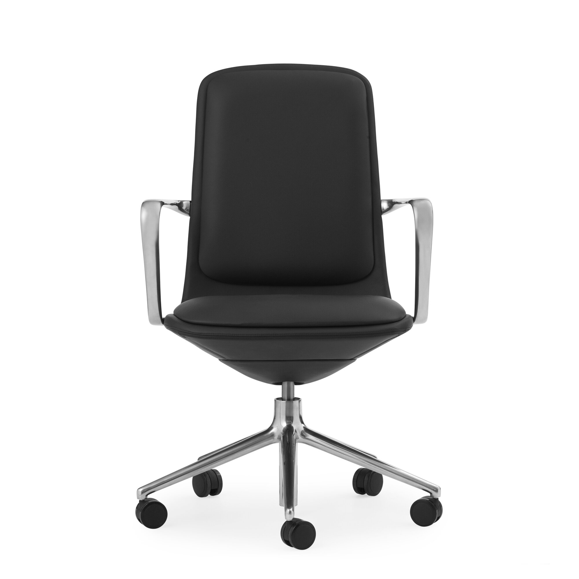 Normann Copenhagen Off chair with 5 wheels, armrests, alu. - black ...
