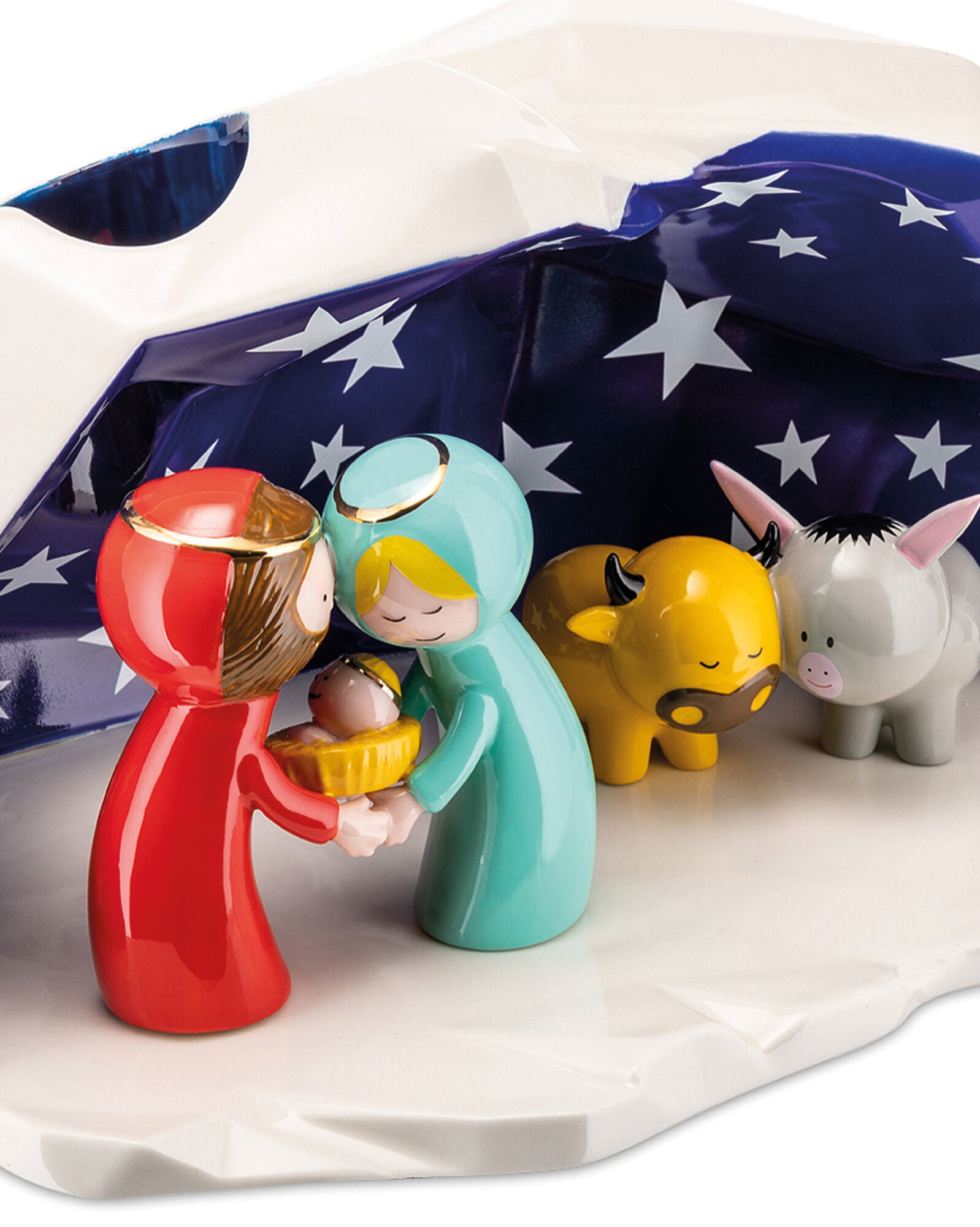 Alessi Happy Eternity Baby nativity set with 3 extra figurines ...