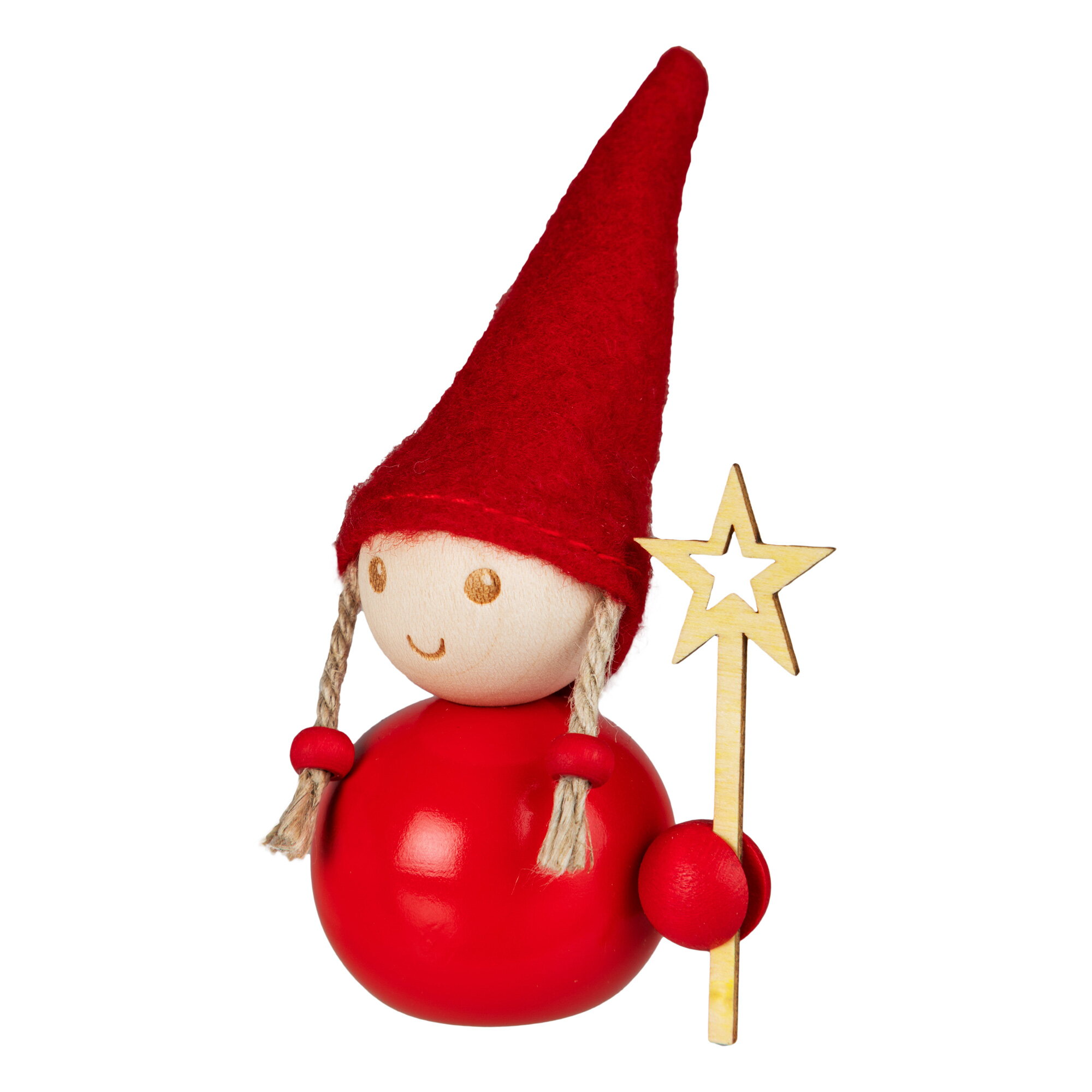 Aarikka Elf girl star-bearer, red - maple | Finnish Design Shop