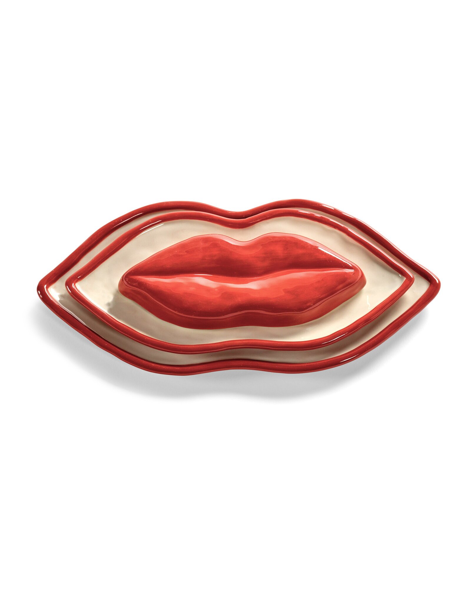 Serax Lips serving dish, L, white - red | Finnish Design Shop UK