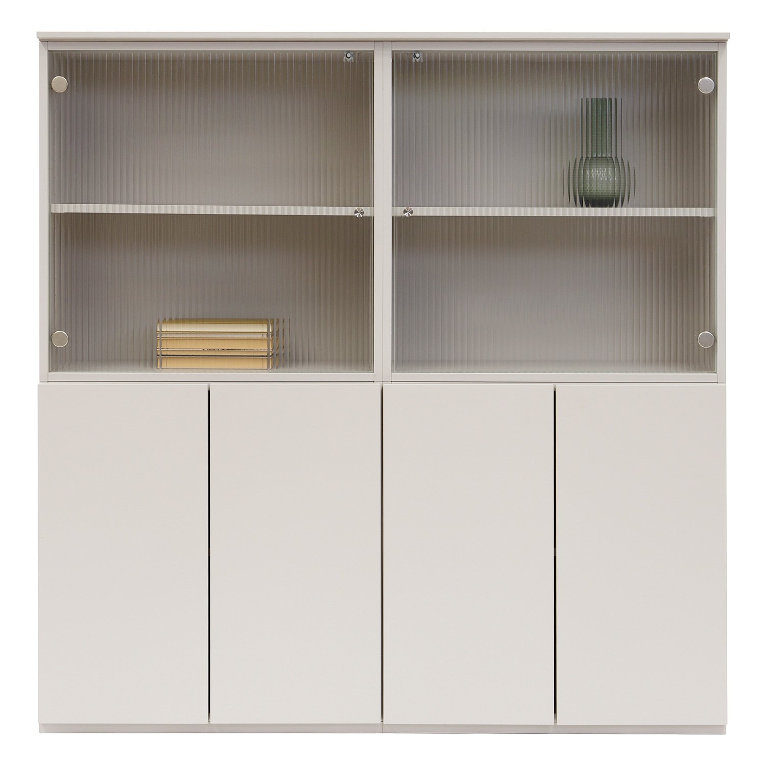 Lundia Fuuga cabinet with glass doors, reeded glass, cashmere | Finnish ...