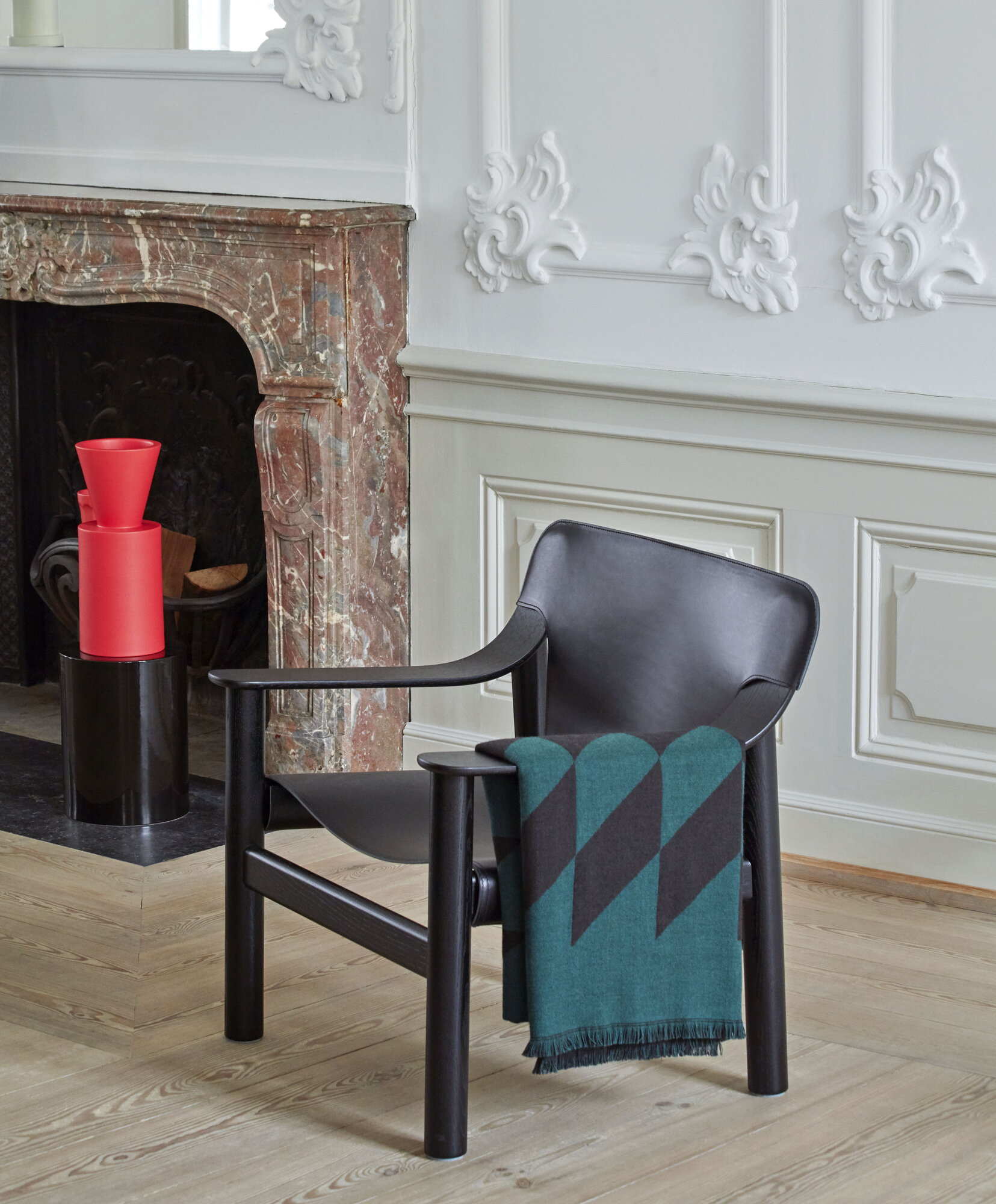 HAY Bernard lounge chair, black oak - black leather | Finnish Design ...