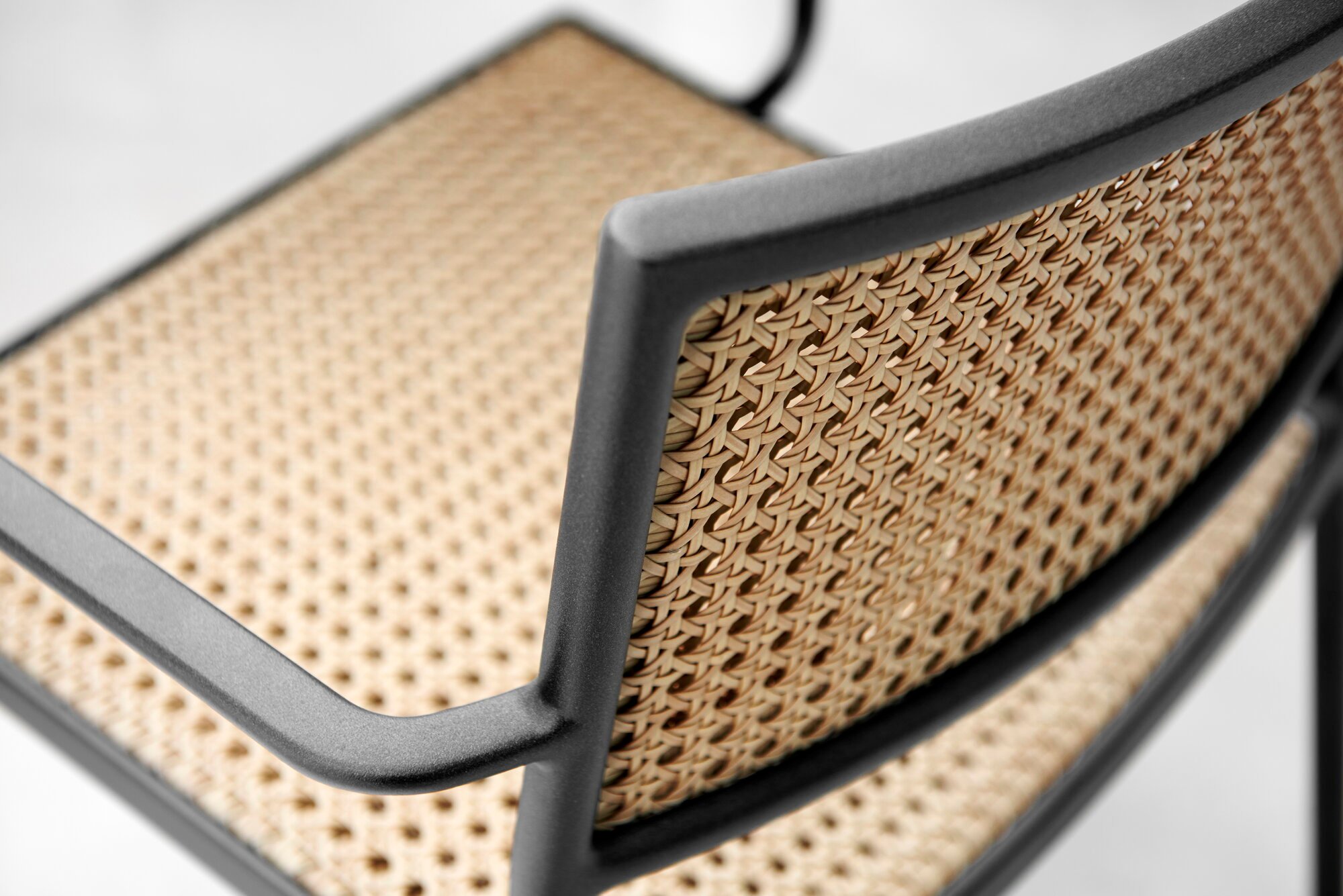 Cane-line Less armchair, stackble, grey - French weave natural ...