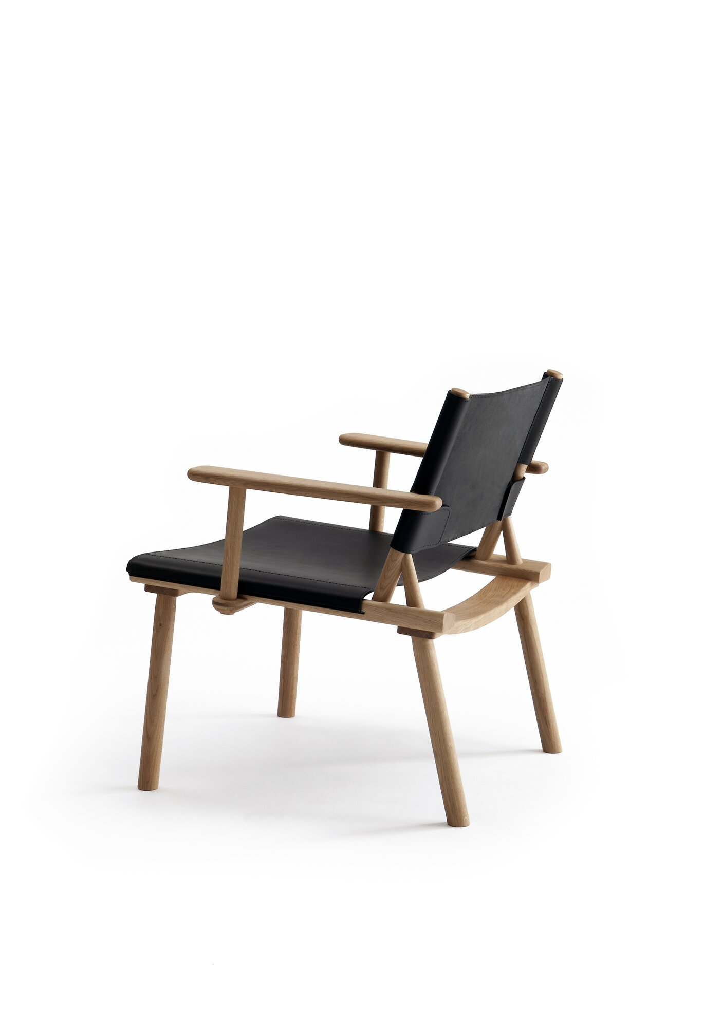 Nikari December Lounge chair with armrests, oak - black leather ...