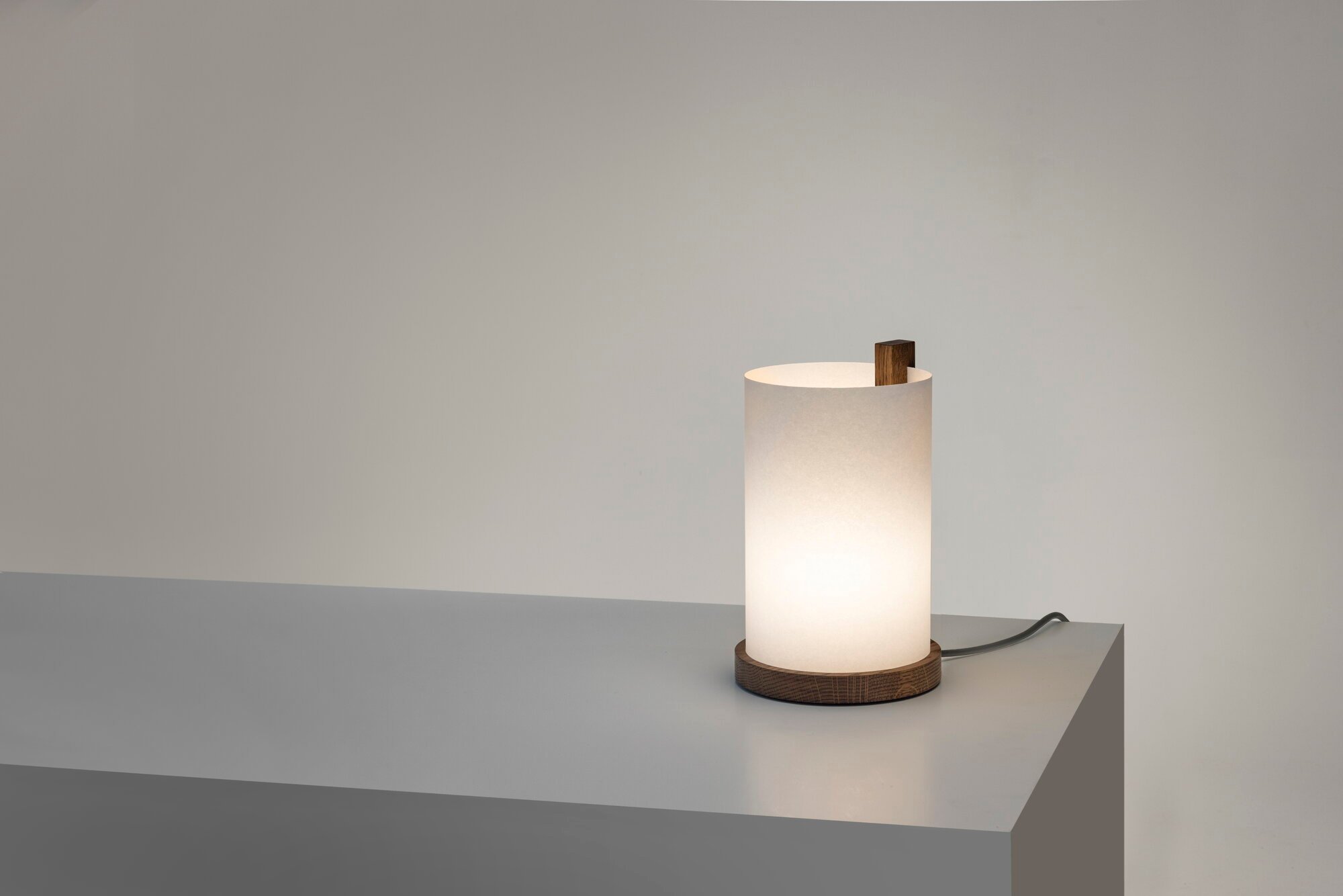 Motarasu Enso table lamp, white - black oiled oak | Finnish Design Shop