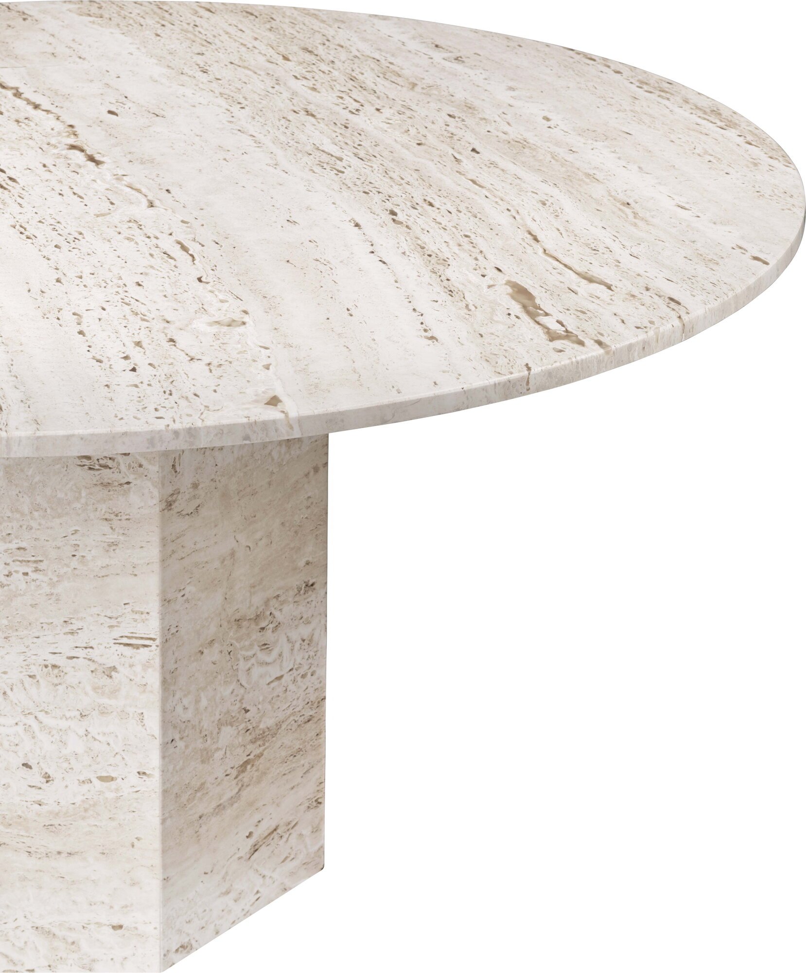 GUBI Epic dining table, round, 130 cm, white travertine | Finnish ...