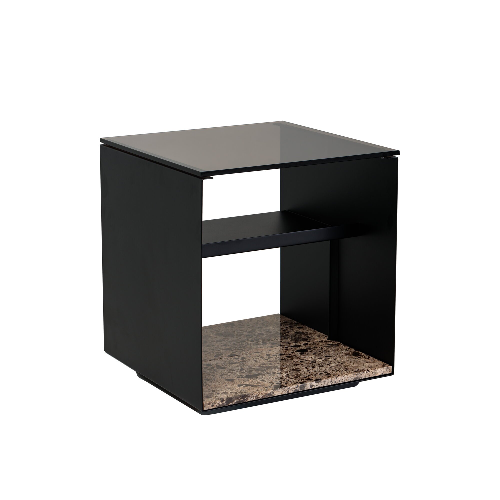Wendelbo Expose side table, small, brown glass - Emperador marble ...