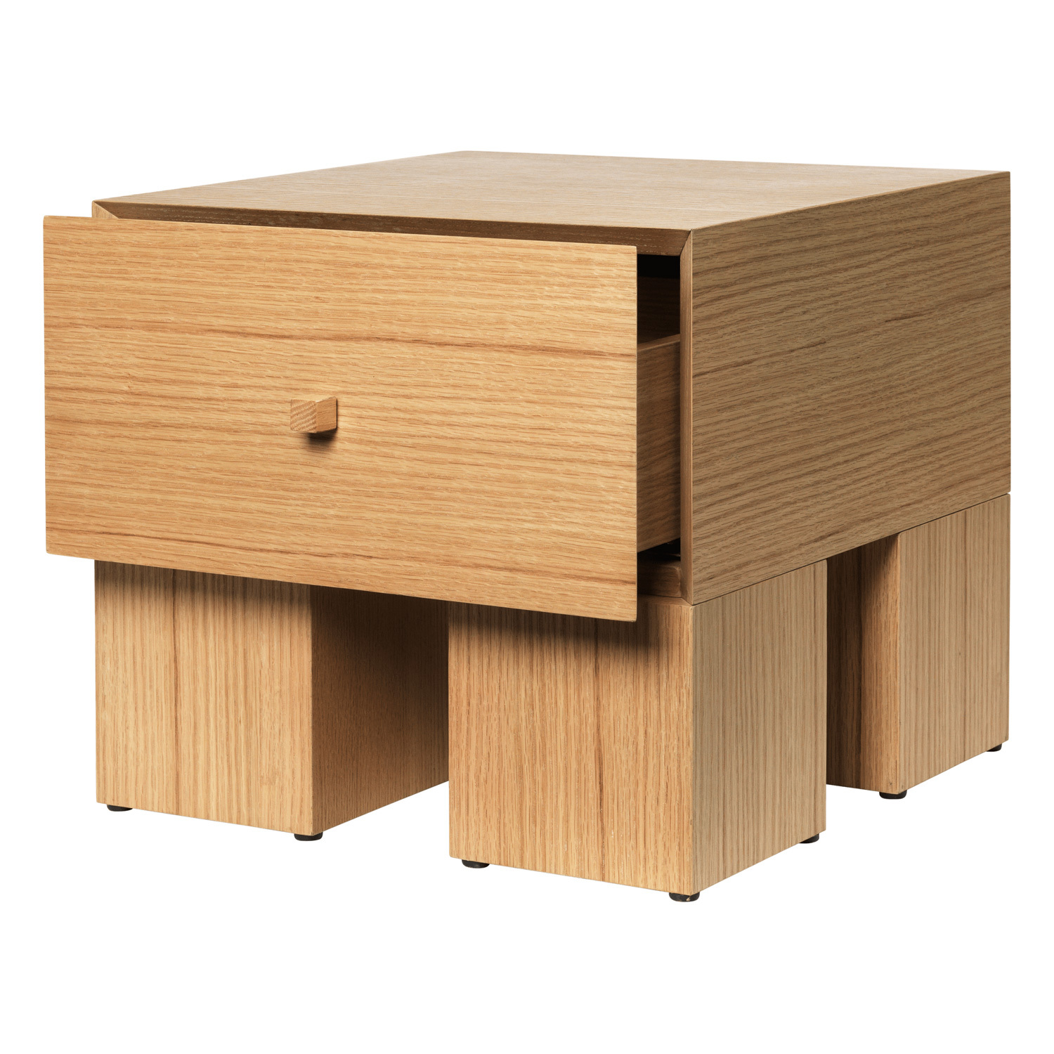 Ferm Living Kuben bedside table 1x1, natural oak veneer | Finnish ...