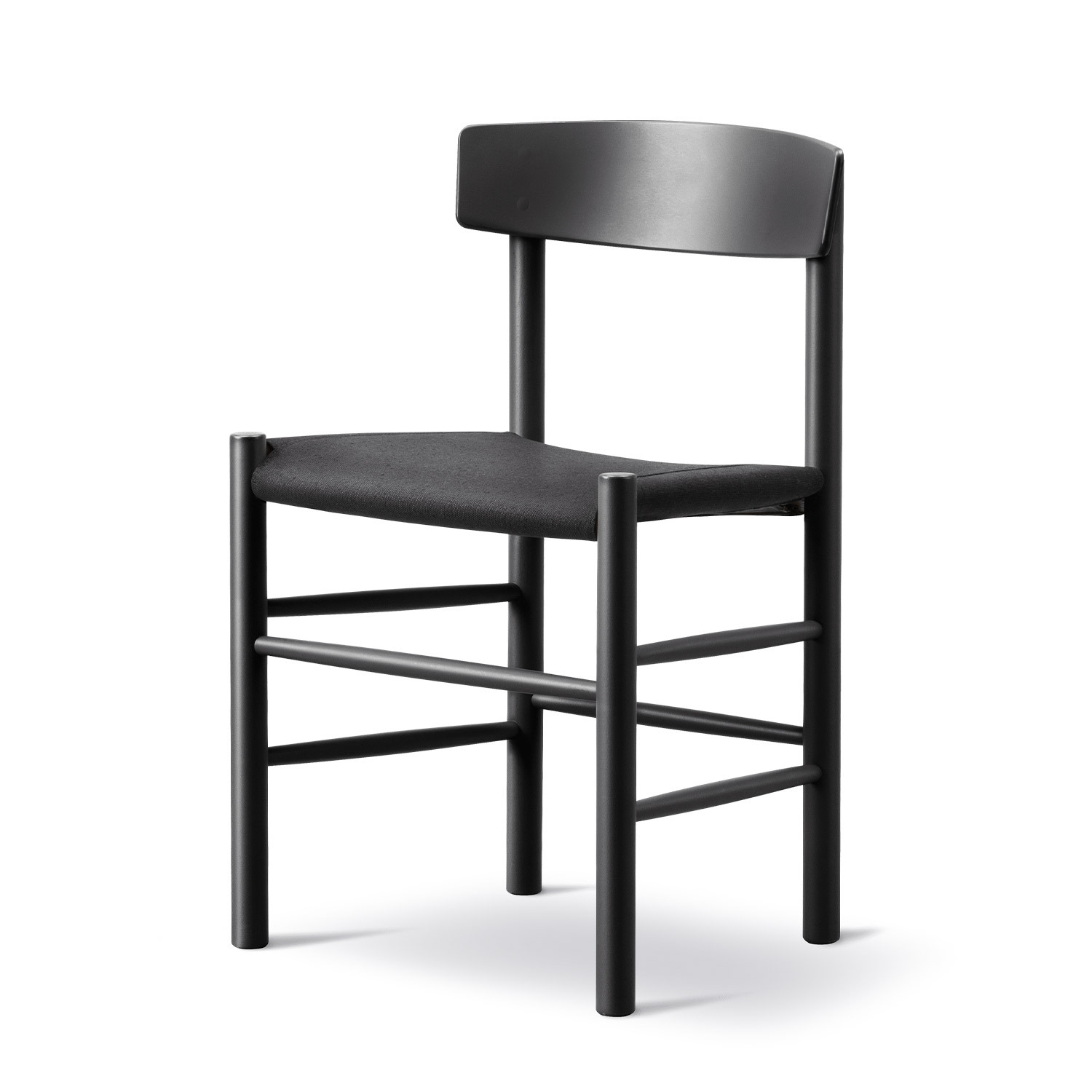 Fredericia J39 Mogensen chair, black lacquered beech - black canvas ...