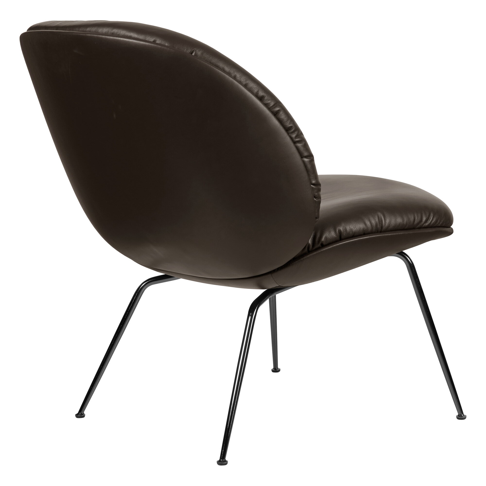 GUBI Beetle Soft lounge chair, conic matt black - Smooth Coffee leather ...