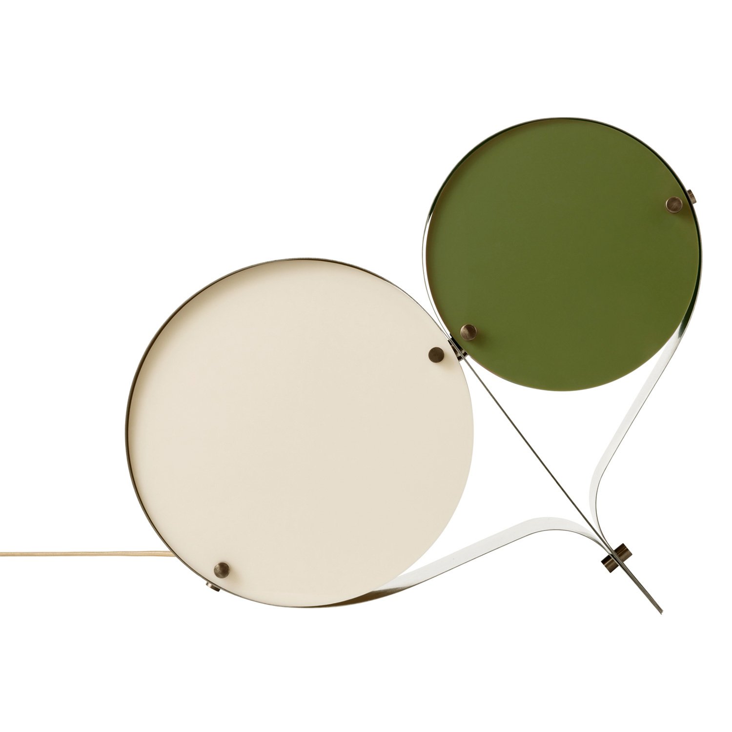 GUBI Coppia table lamp, steel, ivory - olive | Finnish Design Shop
