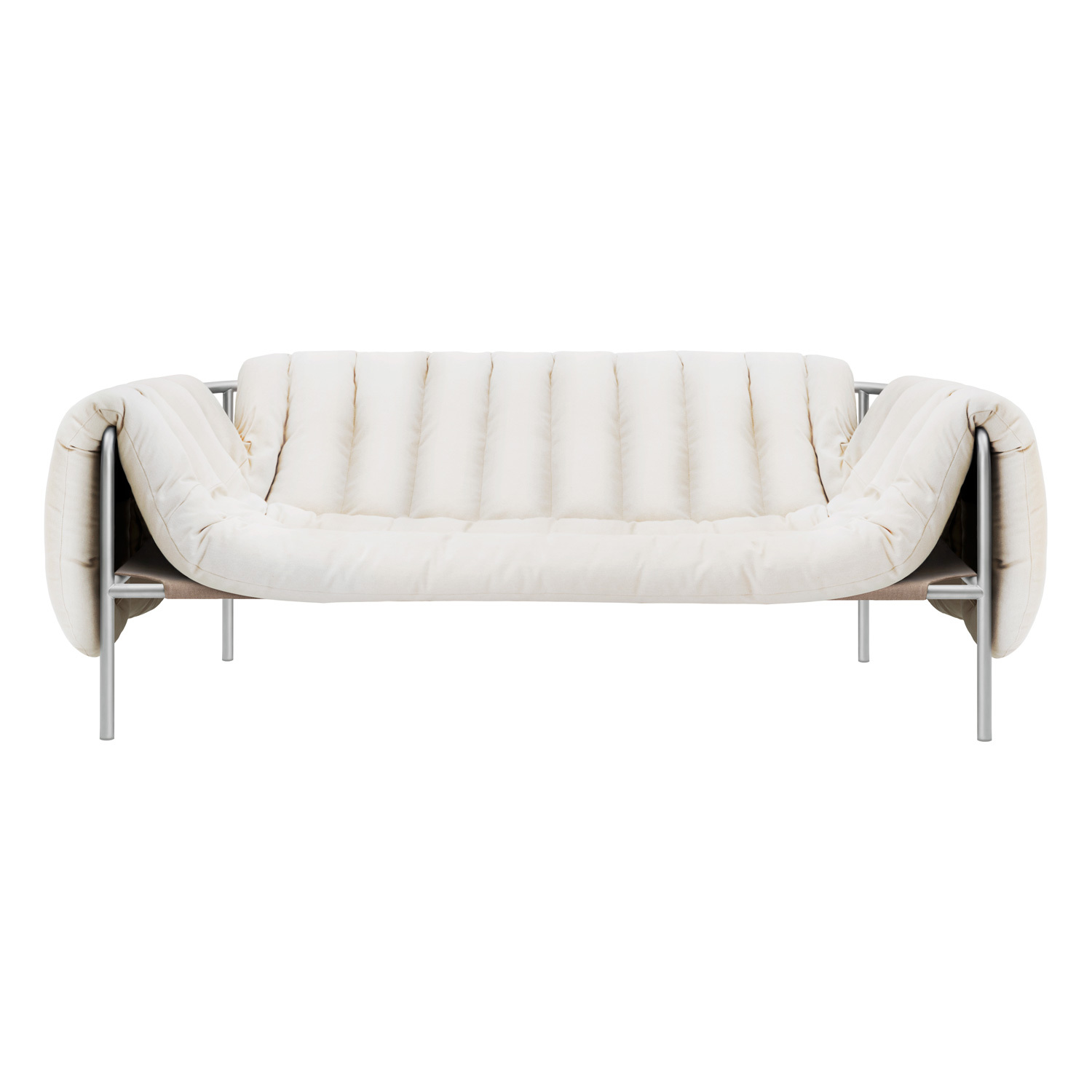 Hem Puffy 2,5 seater sofa, natural - stainless steel | Finnish Design Shop