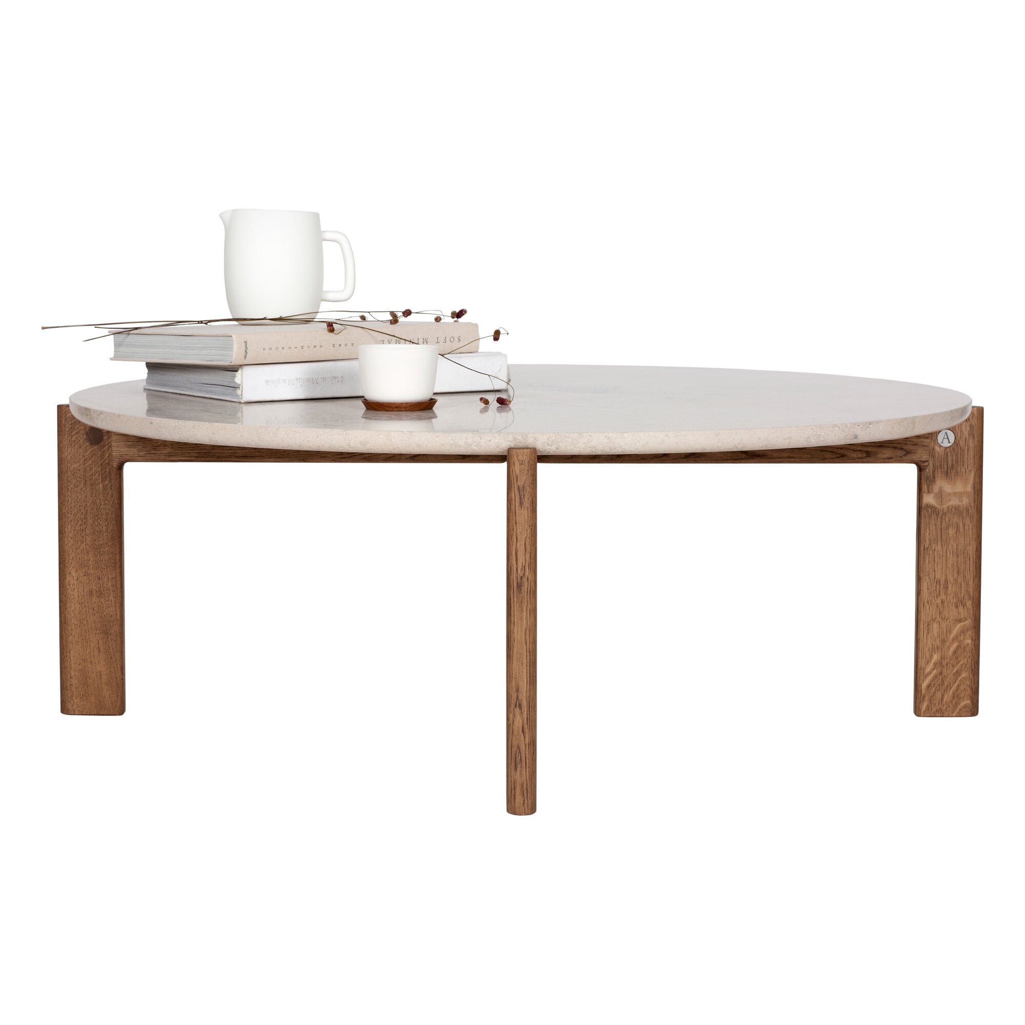 Asplund Iris coffee table, large, American walnut - Jura limestone | Finnish Design Shop