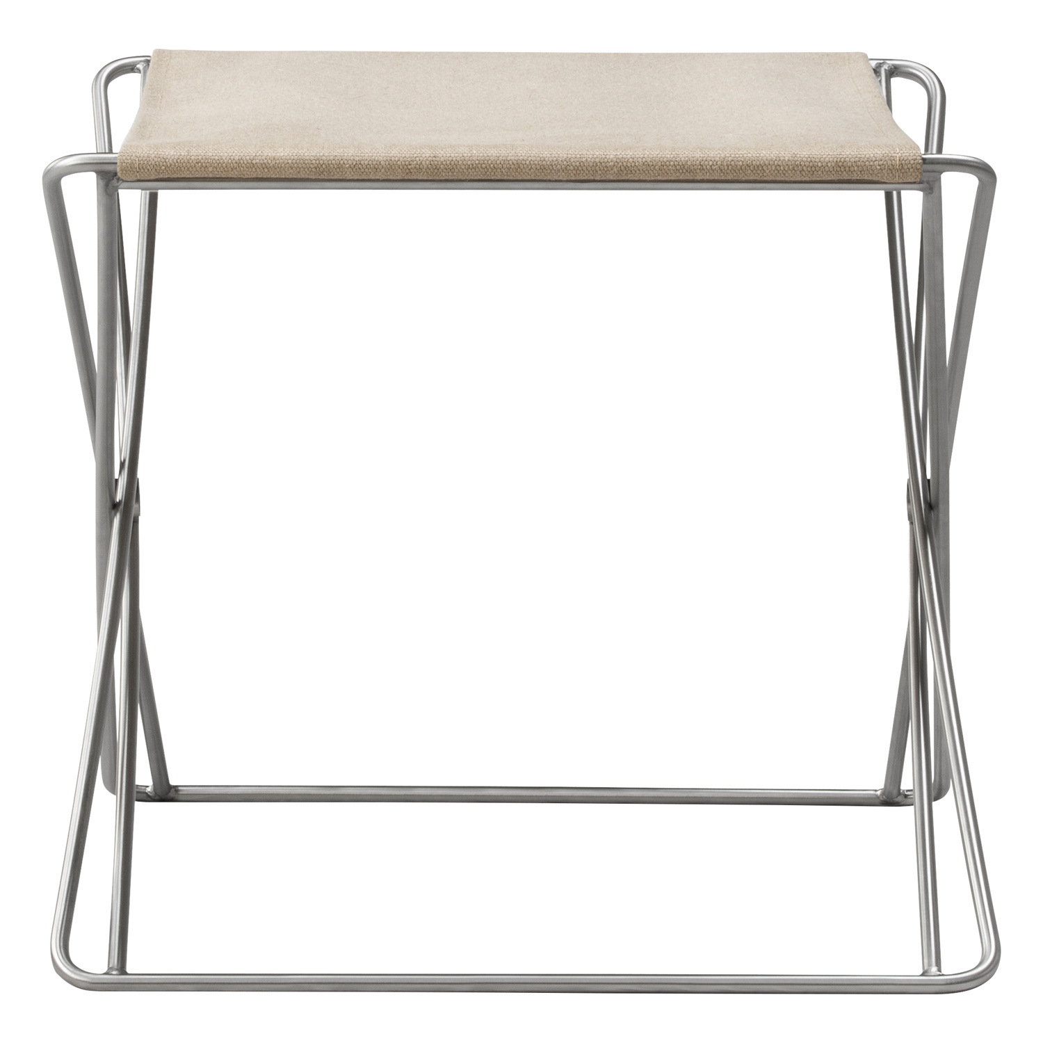 Fredericia JG folding stool, brushed steel - natural canvas | Finnish ...