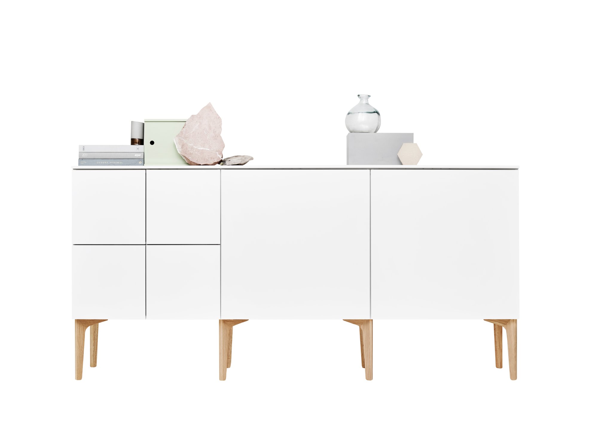 Lundia Fuuga sideboard, 192 cm, white - oak | Finnish Design Shop