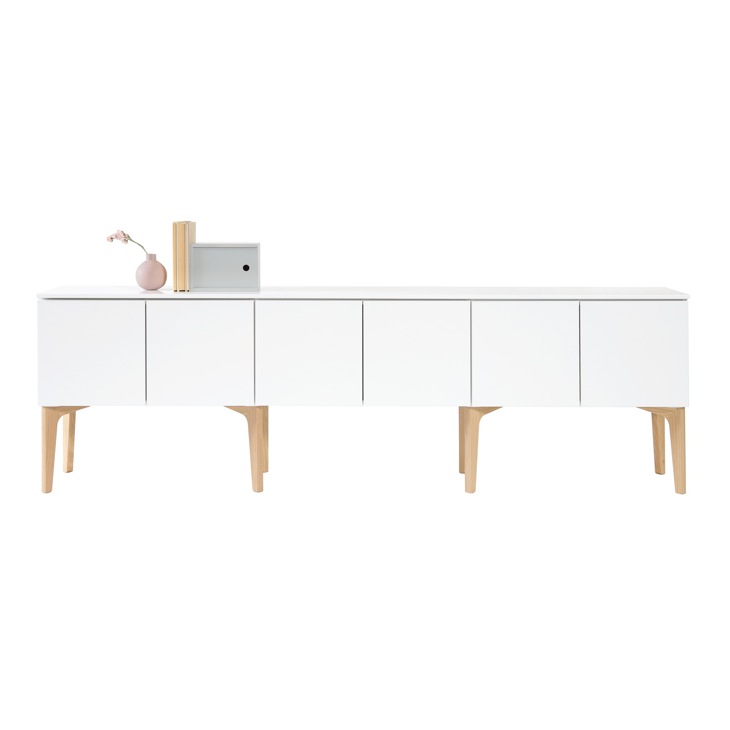 Lundia Fuuga TV table with doors, white - oak | Finnish Design Shop