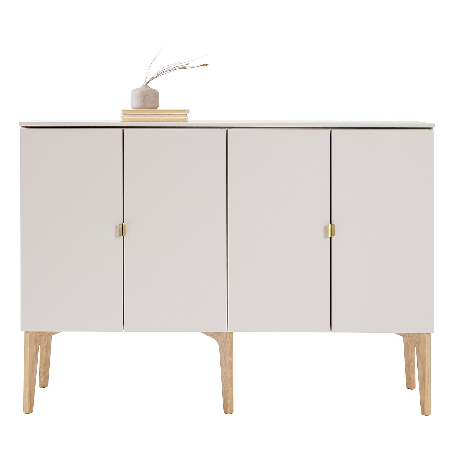 Lundia Fuuga sideboard, 128 cm, cashmere - oak - brass | Finnish Design ...