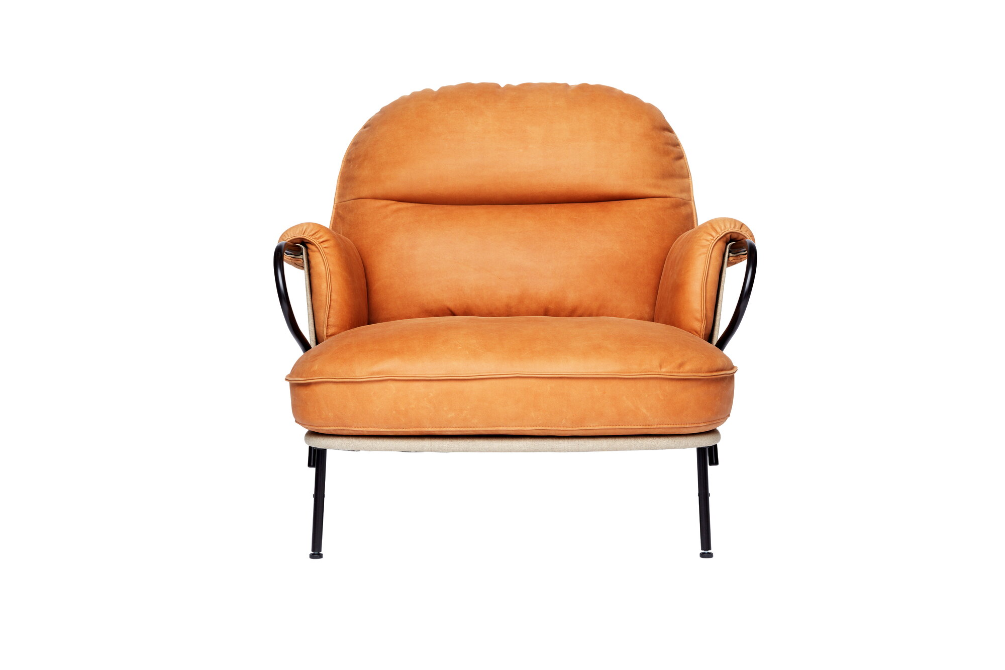 Fogia Lyra armchair, black steel - cognac leather | Finnish Design Shop