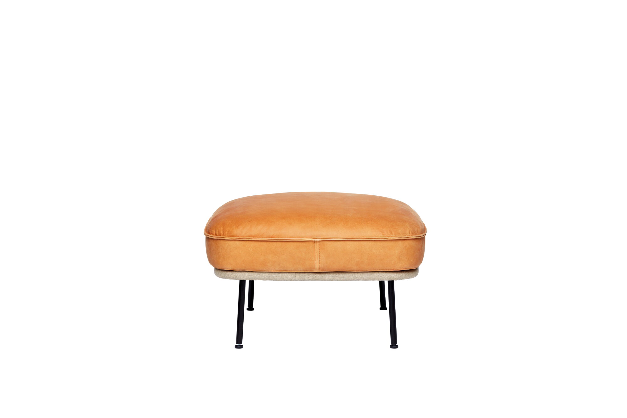 Fogia Lyra ottoman, black steel - cognac leather | Finnish Design Shop