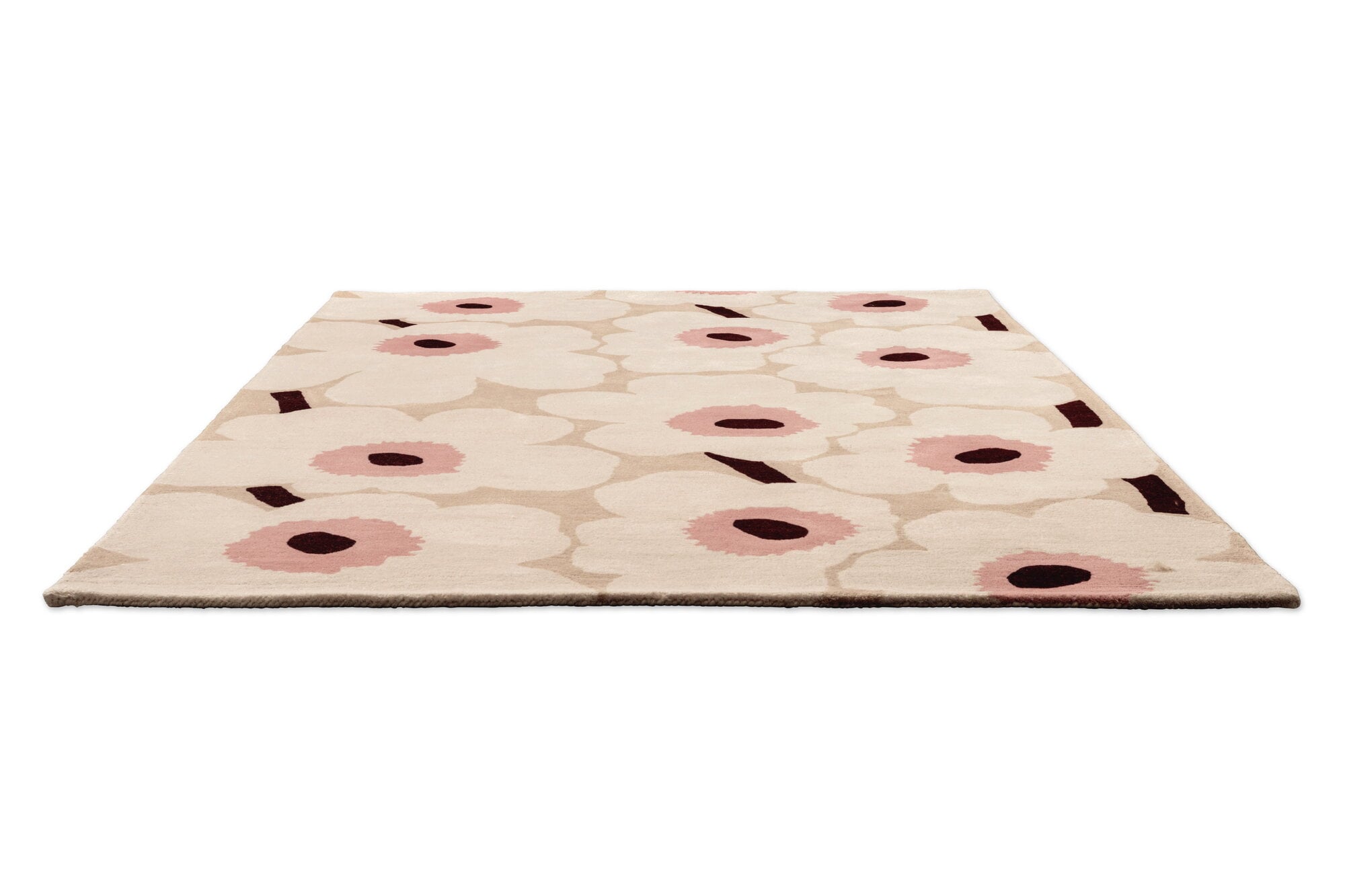 Marimekko Unikko rug, beige - pink | Finnish Design Shop