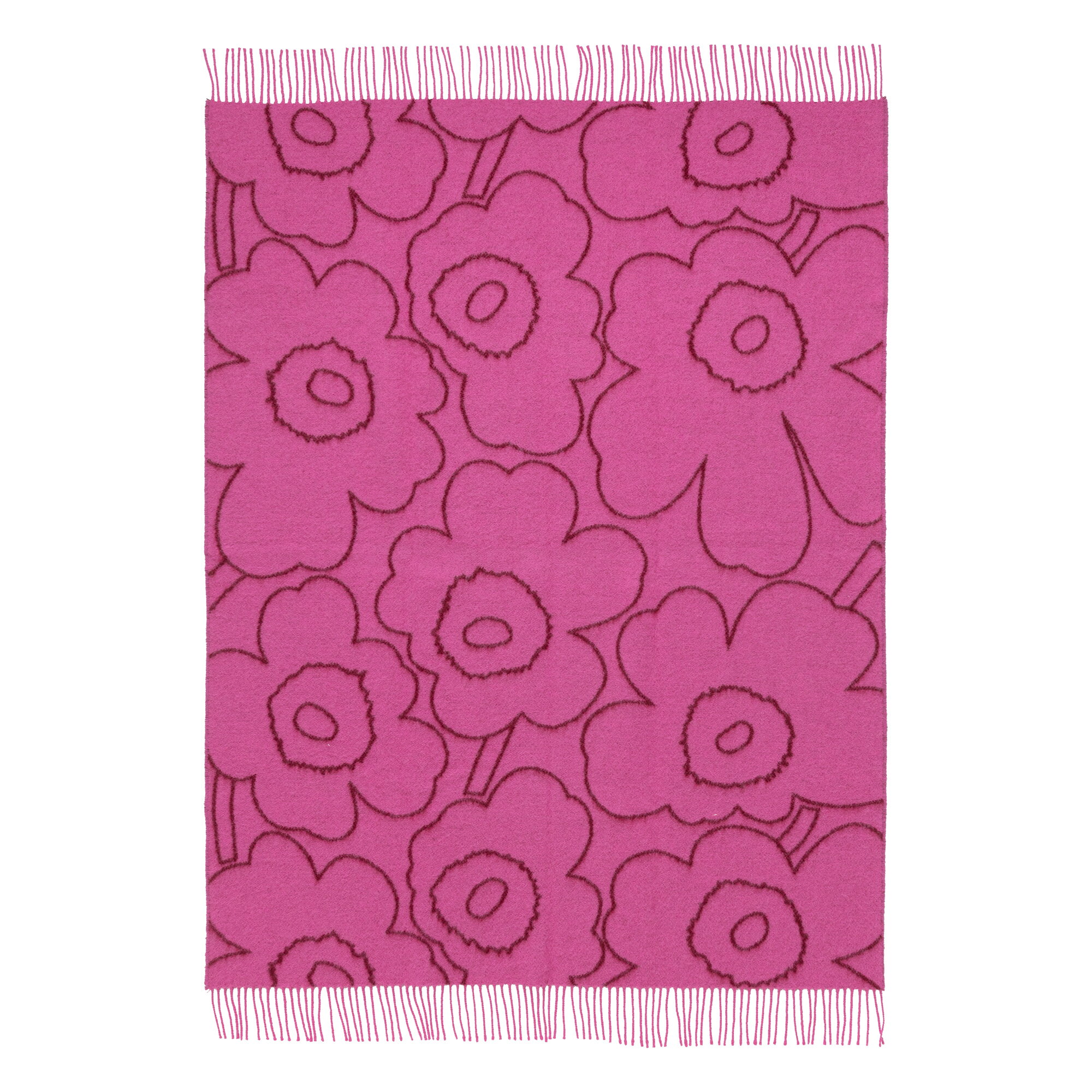 Marimekko Piirto Unikko plaid, 130 x 170 cm, bordeaux - fuchsia ...