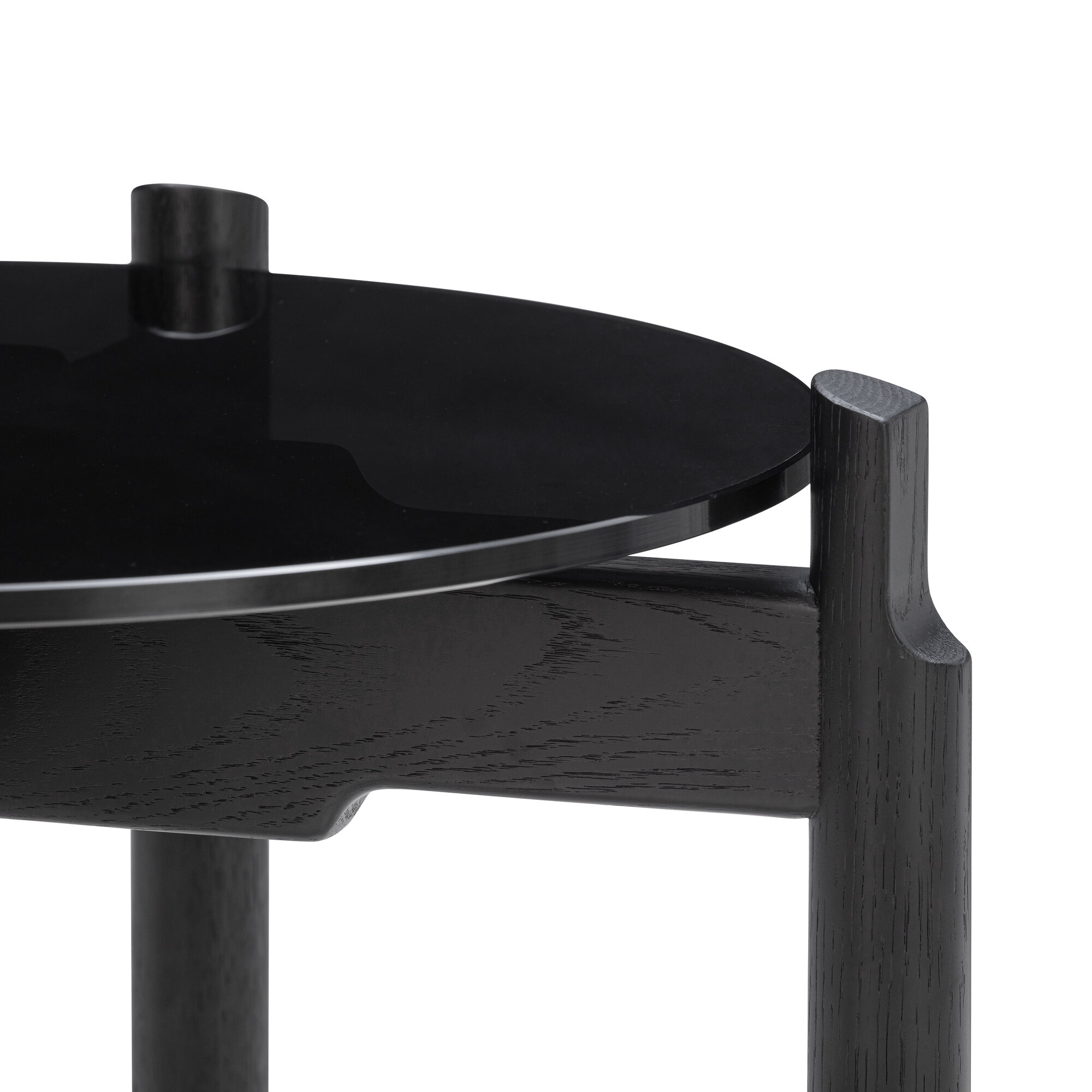 Wendelbo Notch side table, round, S, black glass-black stained oak ...