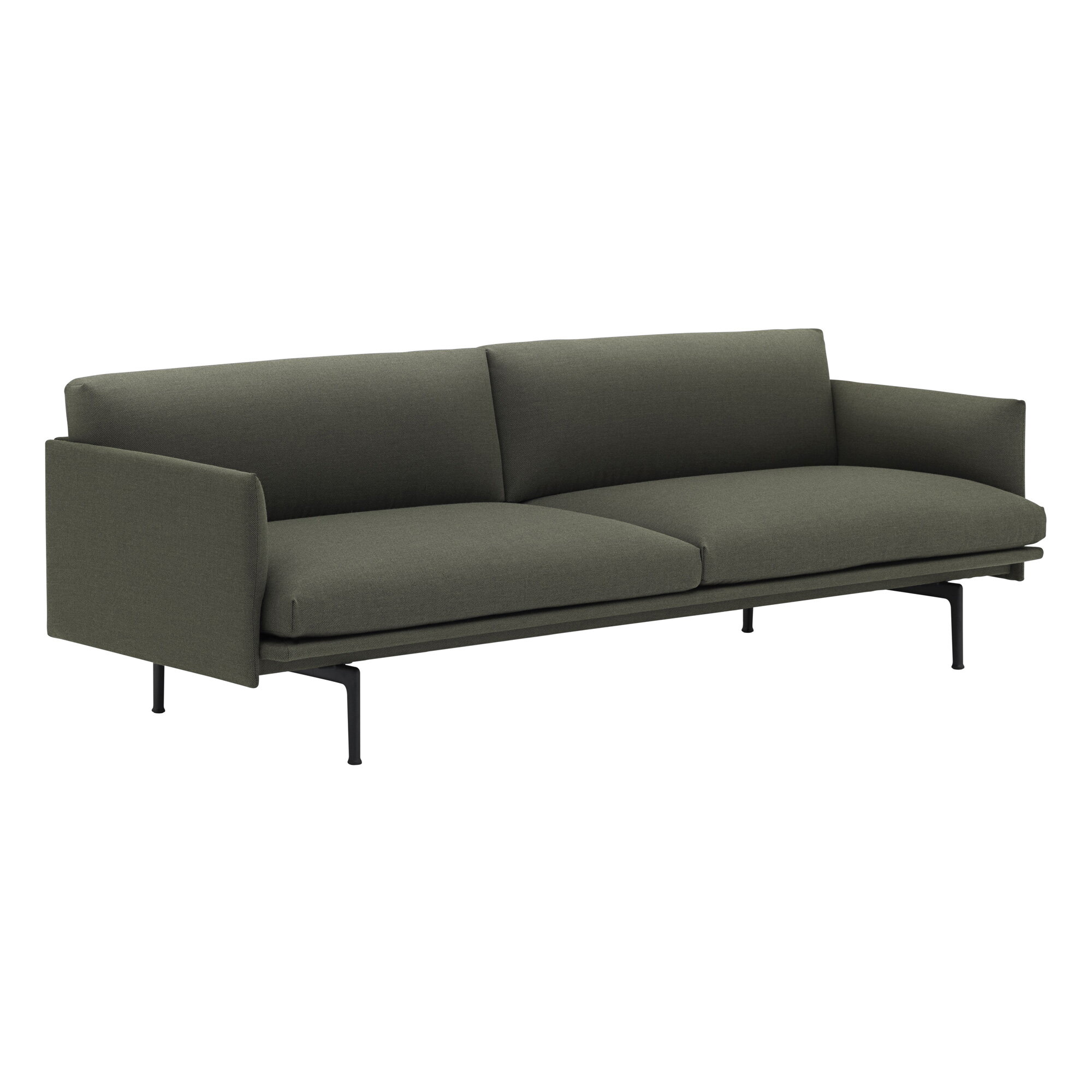 Muuto Outline sofa, 3-seater, black metal - Fiord 961 | Finnish Design Shop