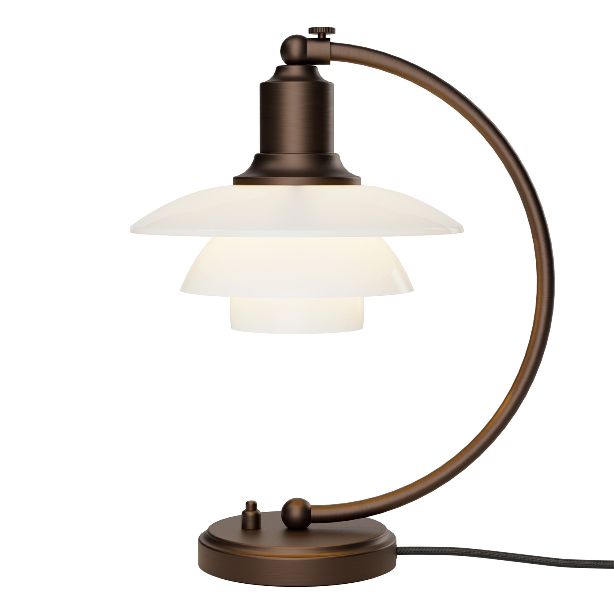 Louis Poulsen PH 2/2 Luna table lamp, aged brass - opal white | Finnish ...