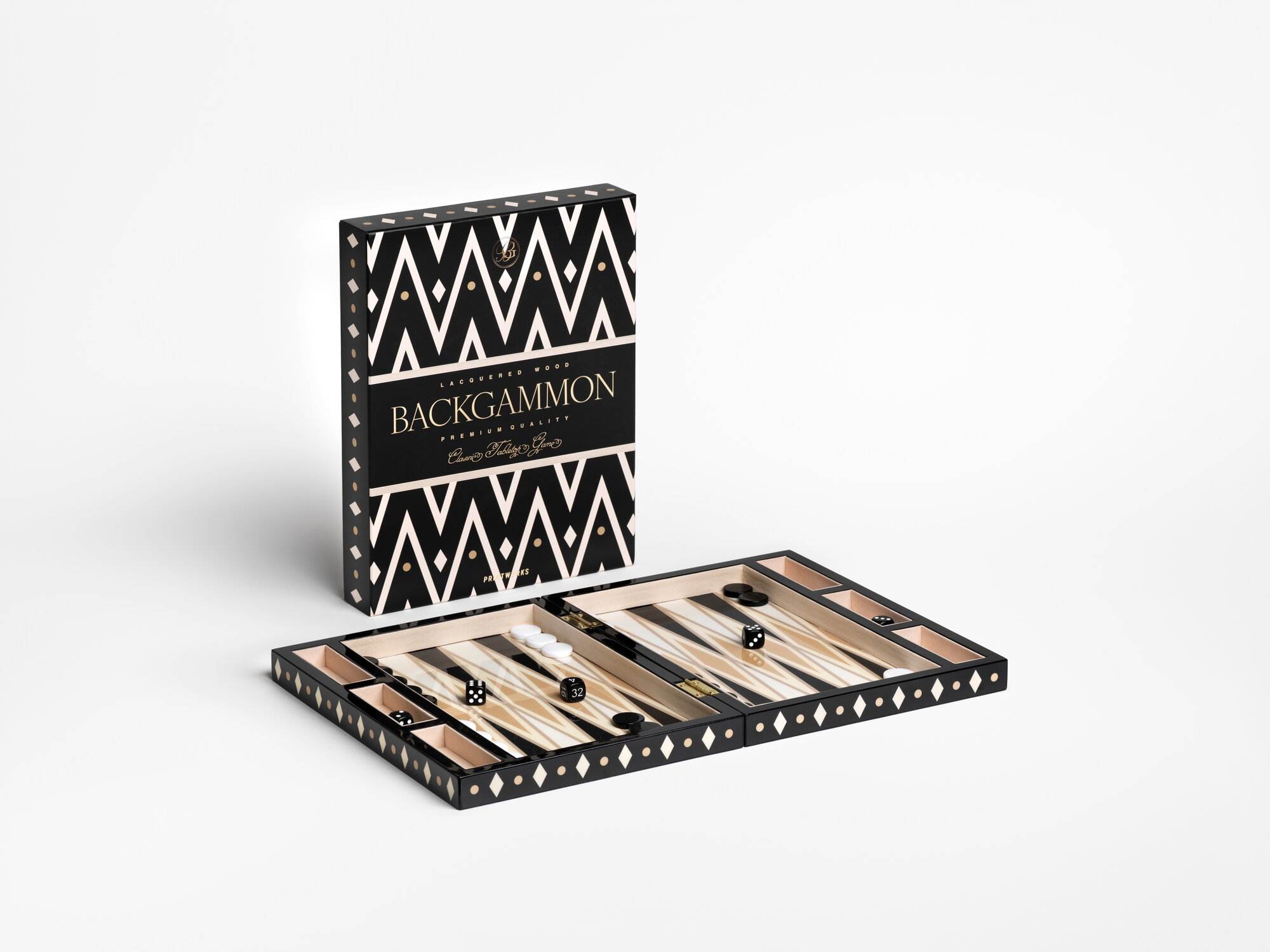 Printworks Backgammon laqué, Noir | Finnish Design Shop
