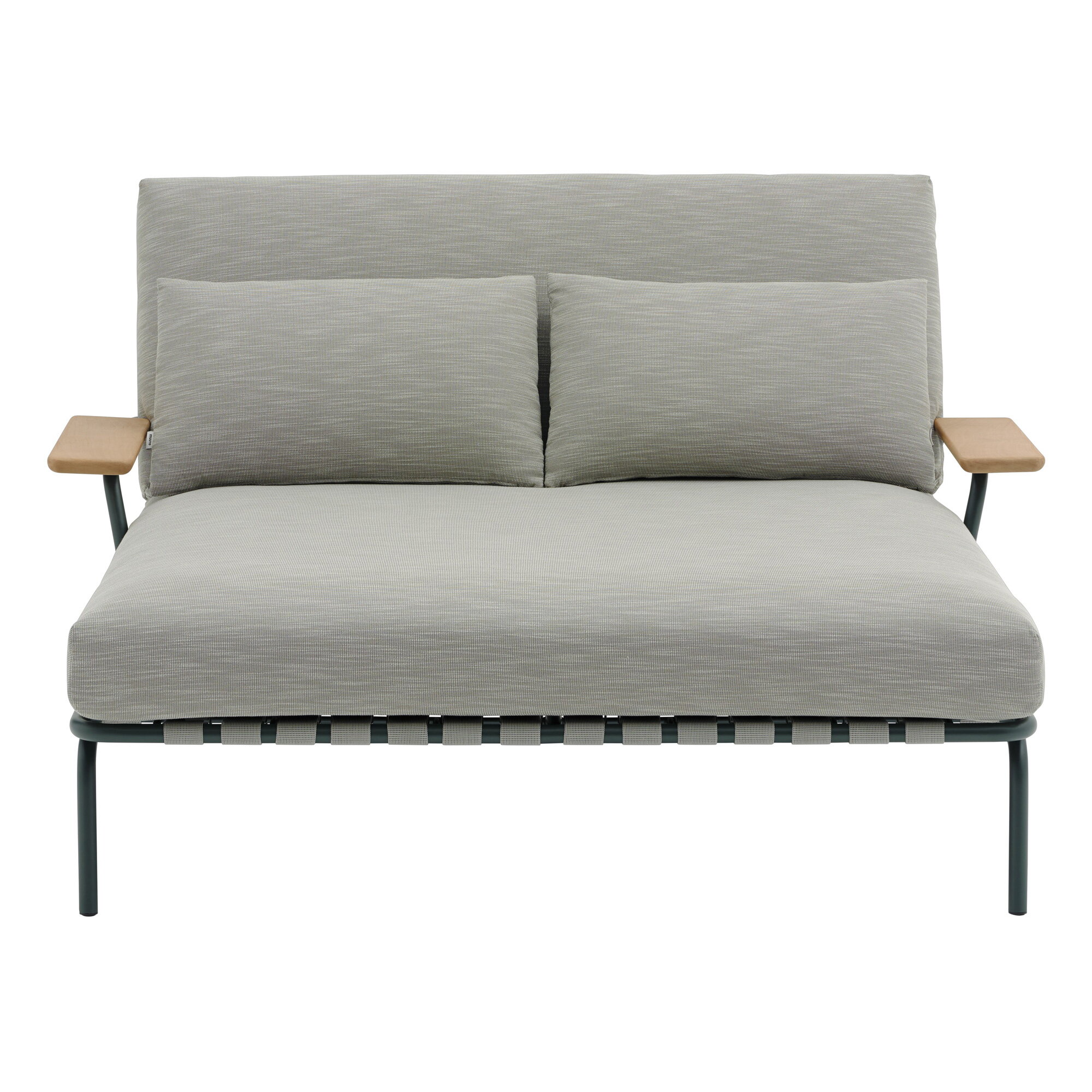 Muuto Settle Outdoor lounge bed w. armrest, Ribbed Weave 2 - dark green ...