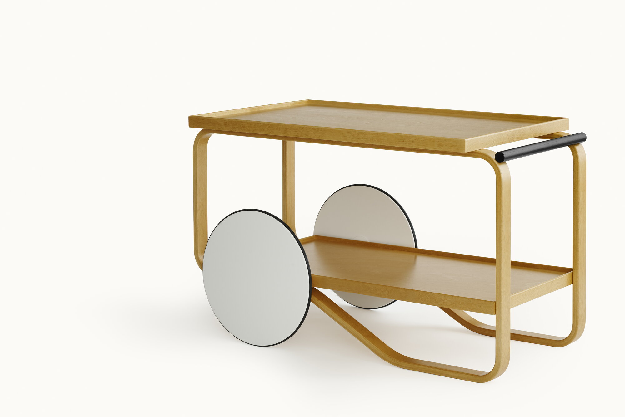 Artek Aalto tarjoiluvaunu 901, hunajapetsattu koivu - musta kahva ...