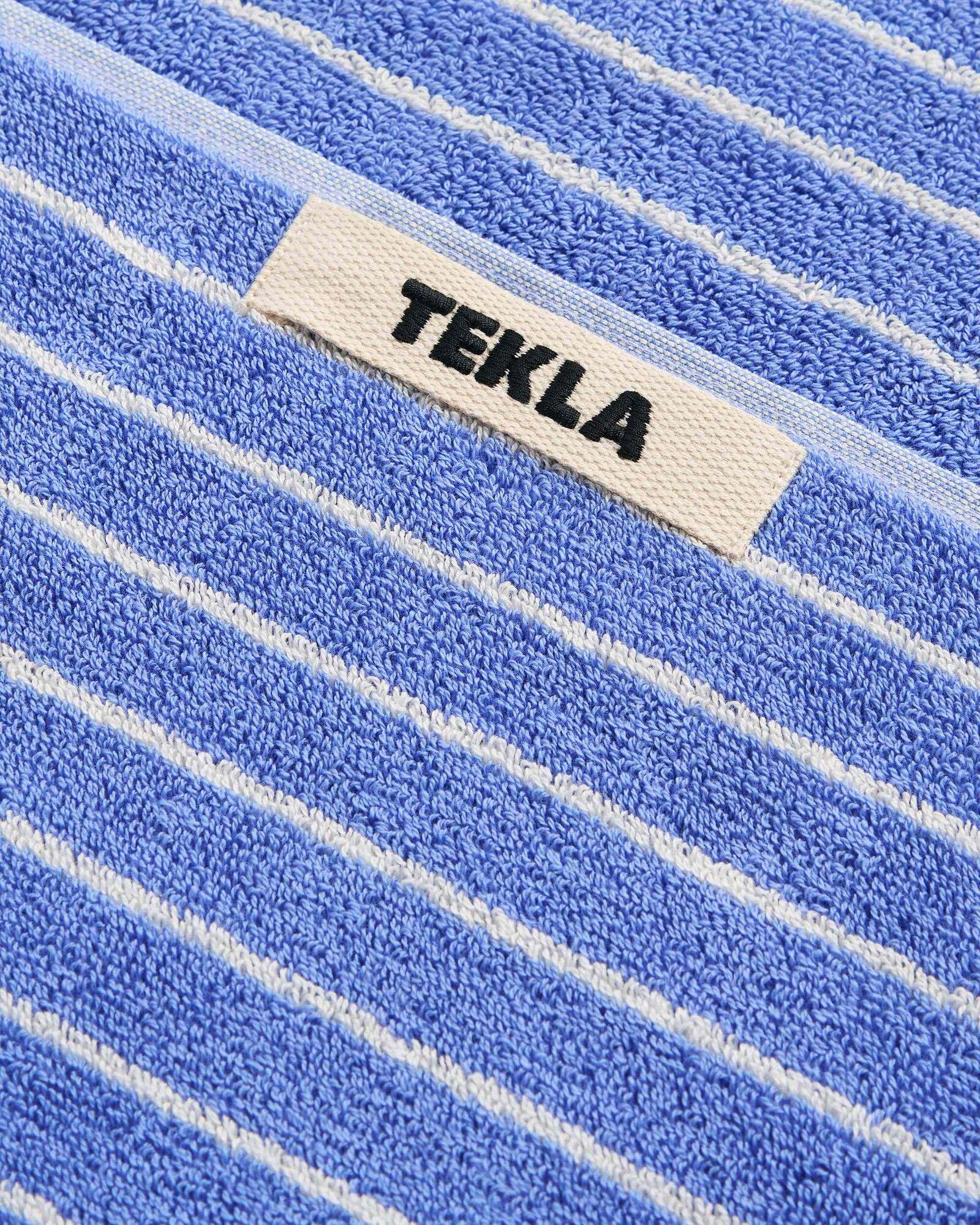 Tekla Terry towel, clear blue stripes | Finnish Design Shop