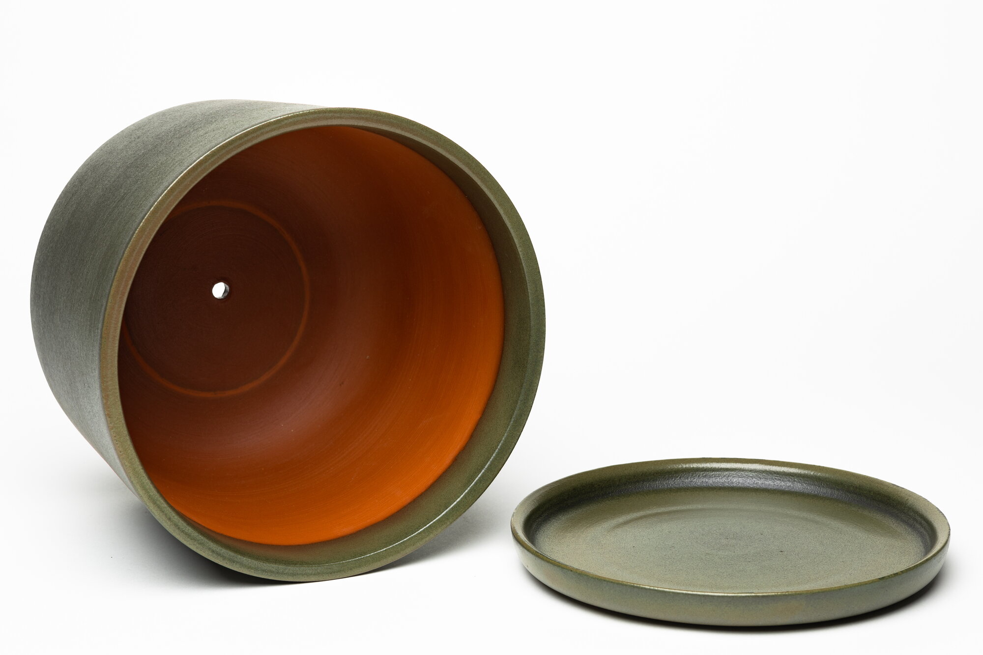 Vaidava Ceramics Moss flower pot with saucer, XL, moss green | Finnish ...