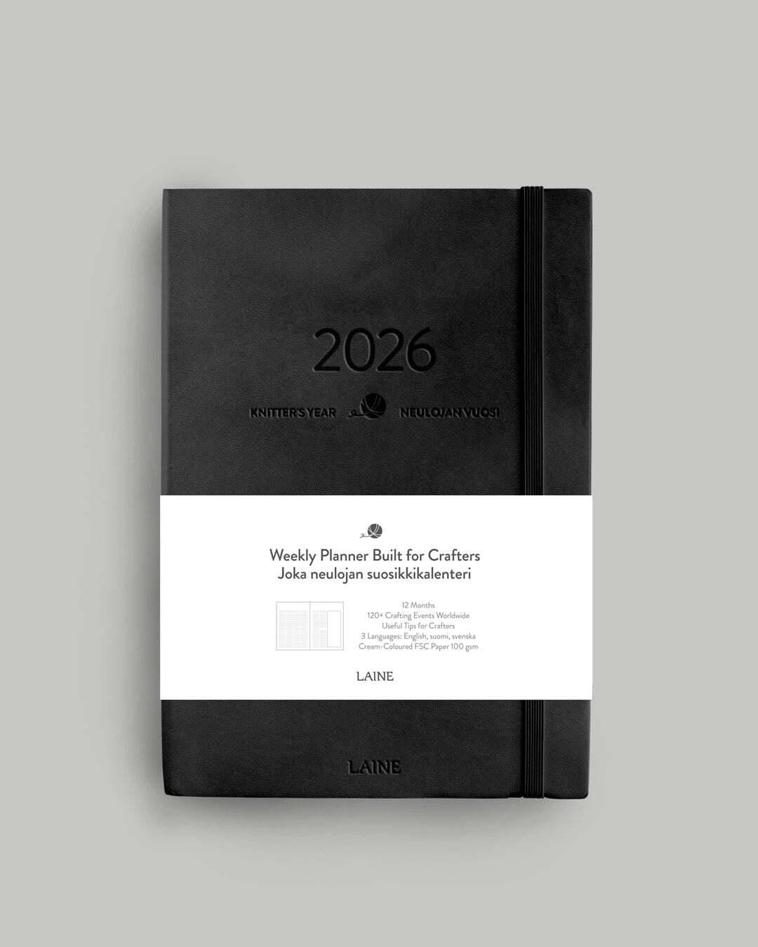 Laine Publishing Knitter’s Year 2026 weekly planner, black | Finnish ...
