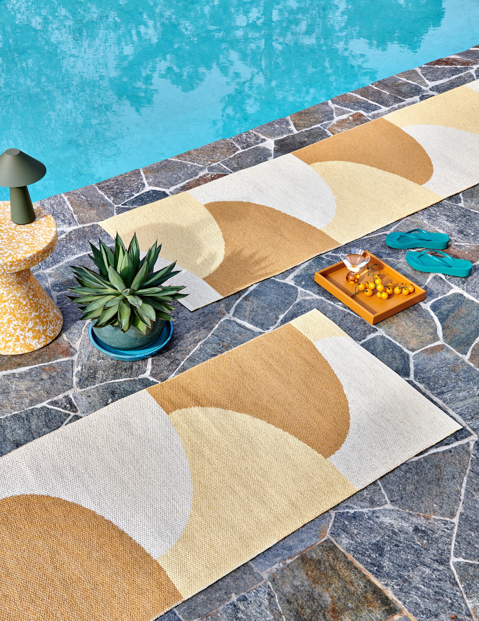 Pappelina Hill rug, 70 x 360 cm, ochre - pale yellow - cream | Finnish ...