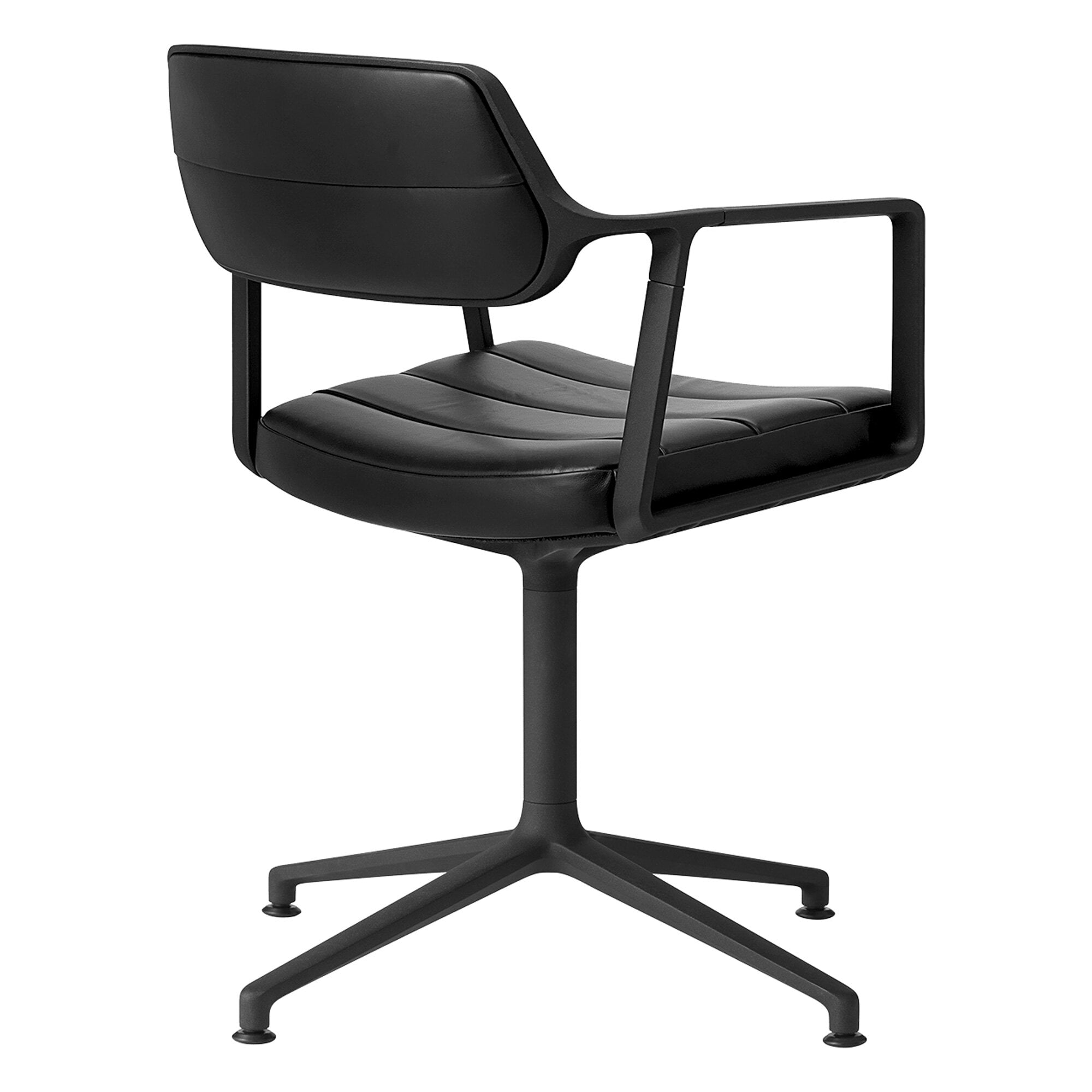 Vipp 453+ Swivel chair, black frame - black leather, with gliders ...