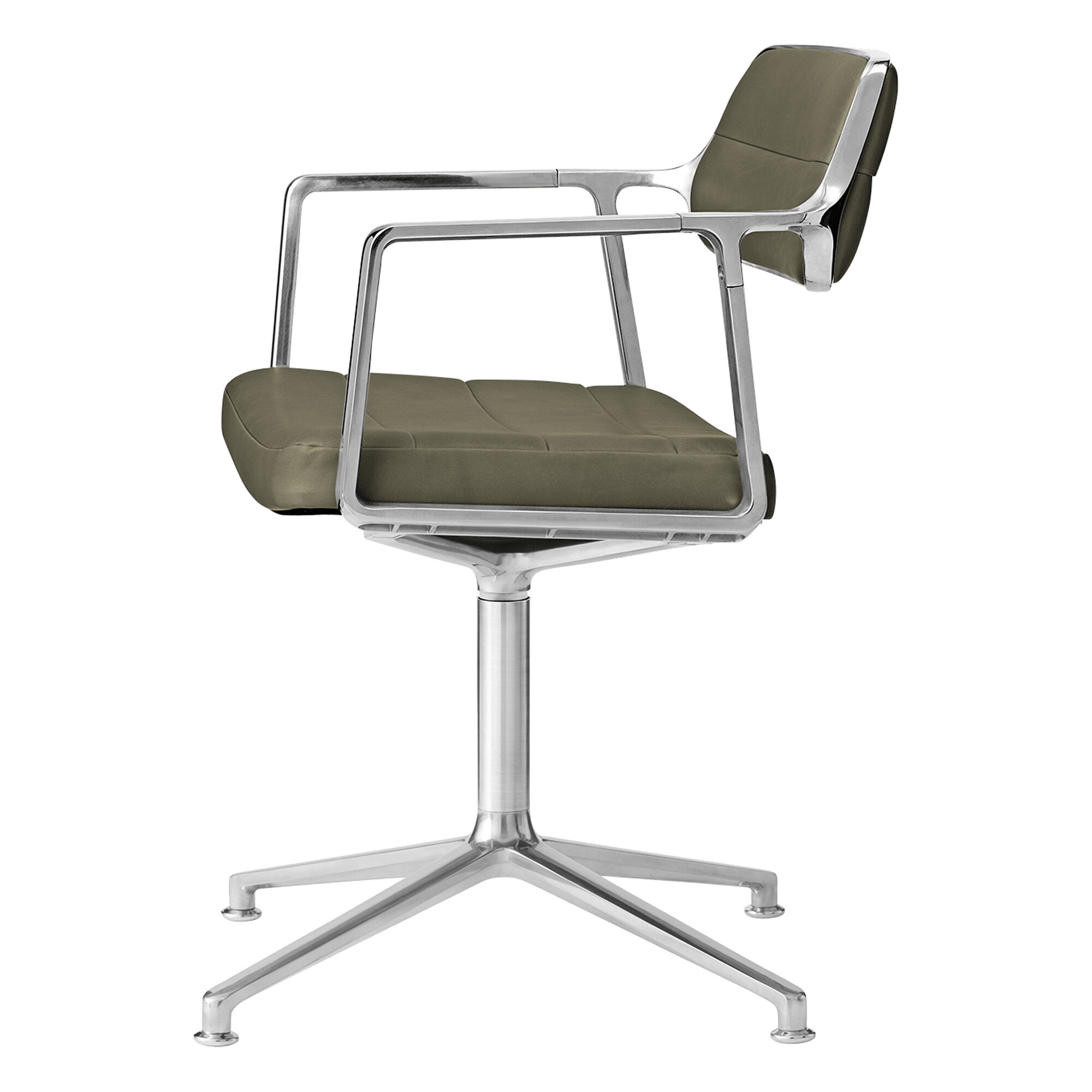 Vipp 453+ Swivel chair, polished frame - bosco green leather, with ...