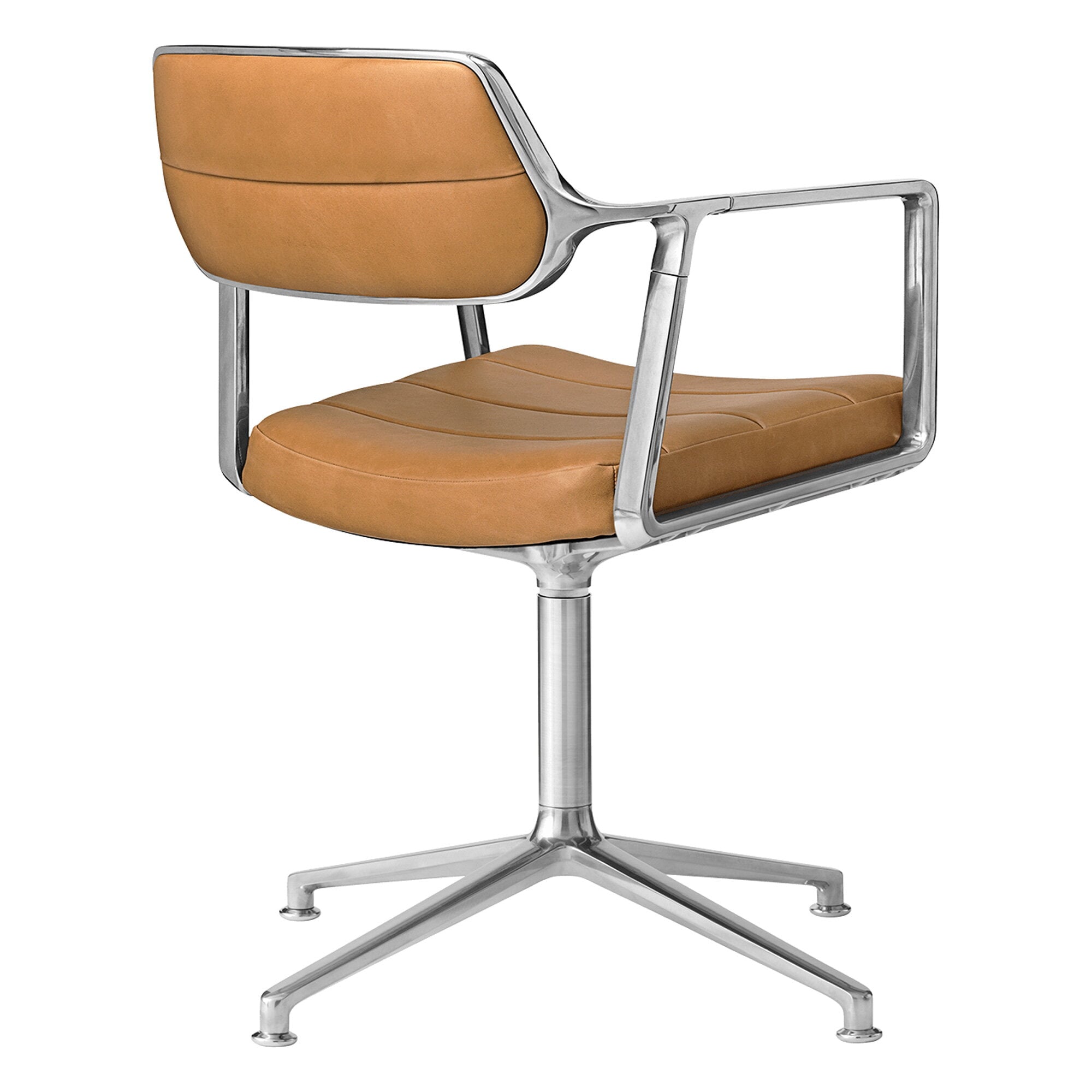 Vipp 453+ Swivel chair, polished frame - camel leather, with gliders ...