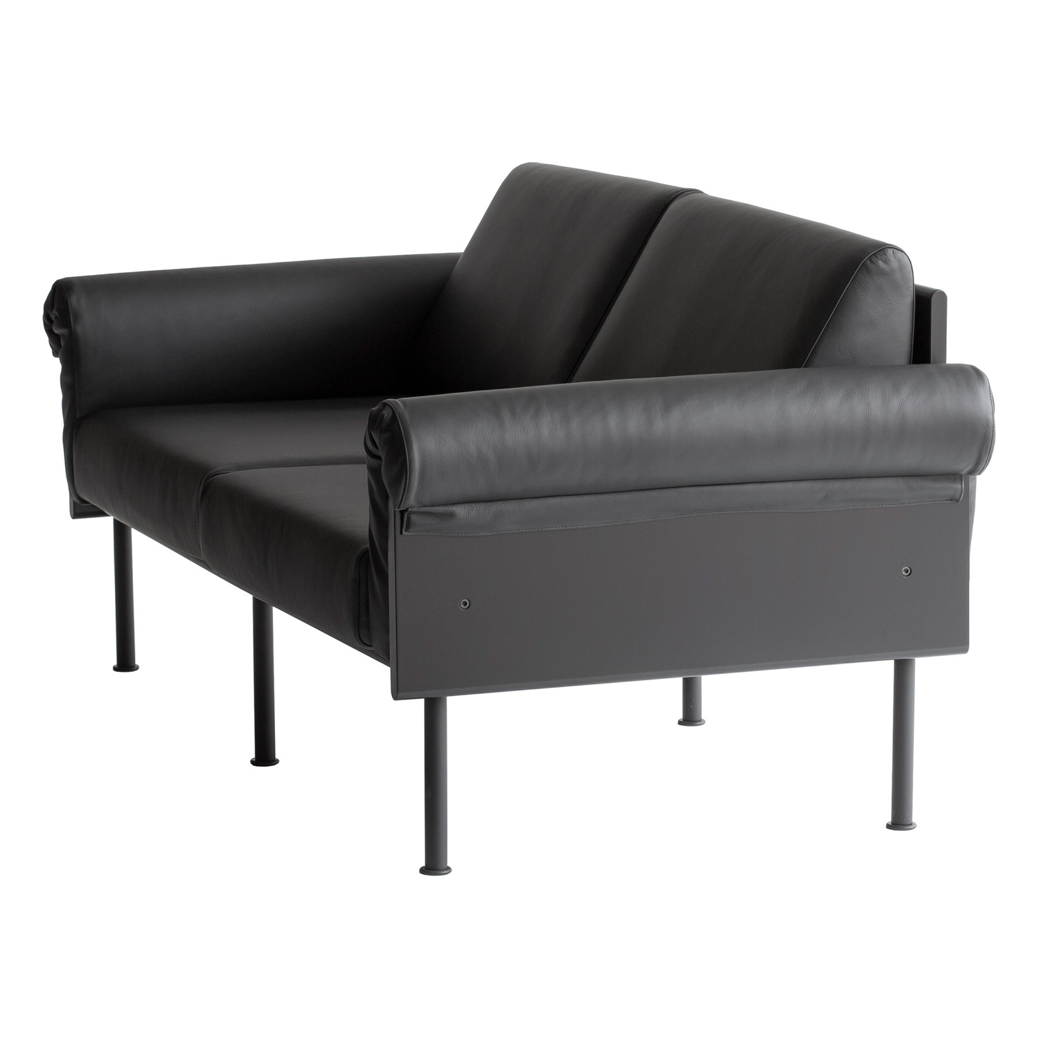 YK collection Ateljee 2-seater sofa, black - black leather | Finnish ...