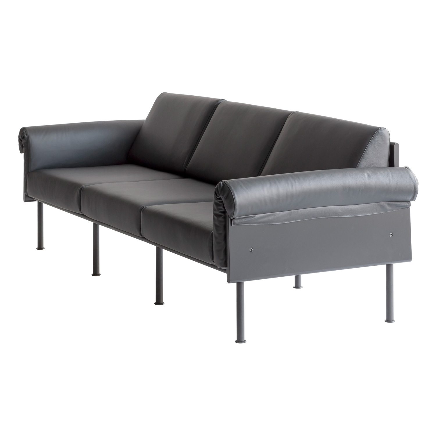 YK collection Ateljee 3-seater sofa, black - black leather | Finnish ...
