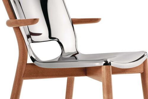 Alessi Poêle arm chair, brown beech - mirror polished steel | Finnish ...
