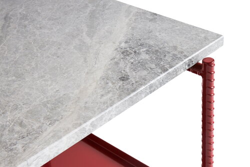 HAY Rebar side table, 75 x 44 cm, barn red - grey marble | Finnish Design Shop