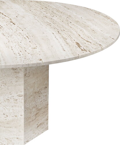 GUBI Epic dining table, round, 130 cm, white travertine | Finnish ...