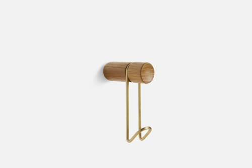 Woud Around wall hanger, small, white pigmented oak - brass | Finnish ...