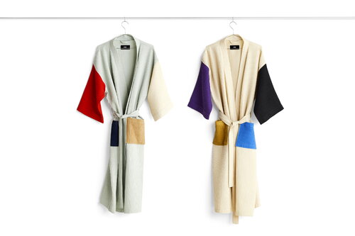 HAY Waffle bathrobe, one size, cream multi | Finnish Design Shop