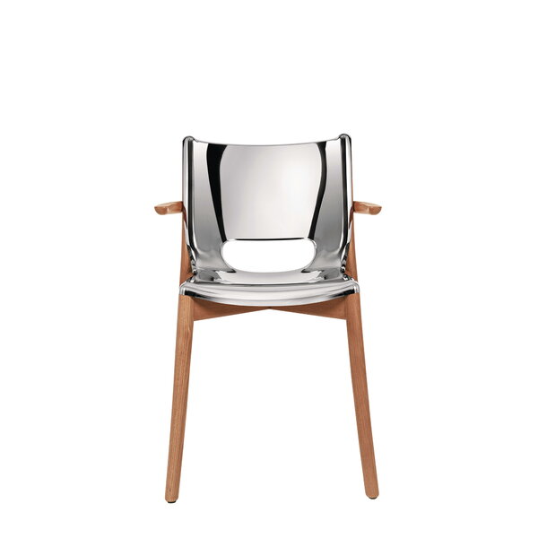 Alessi Poêle arm chair, brown beech - mirror polished steel | Finnish ...